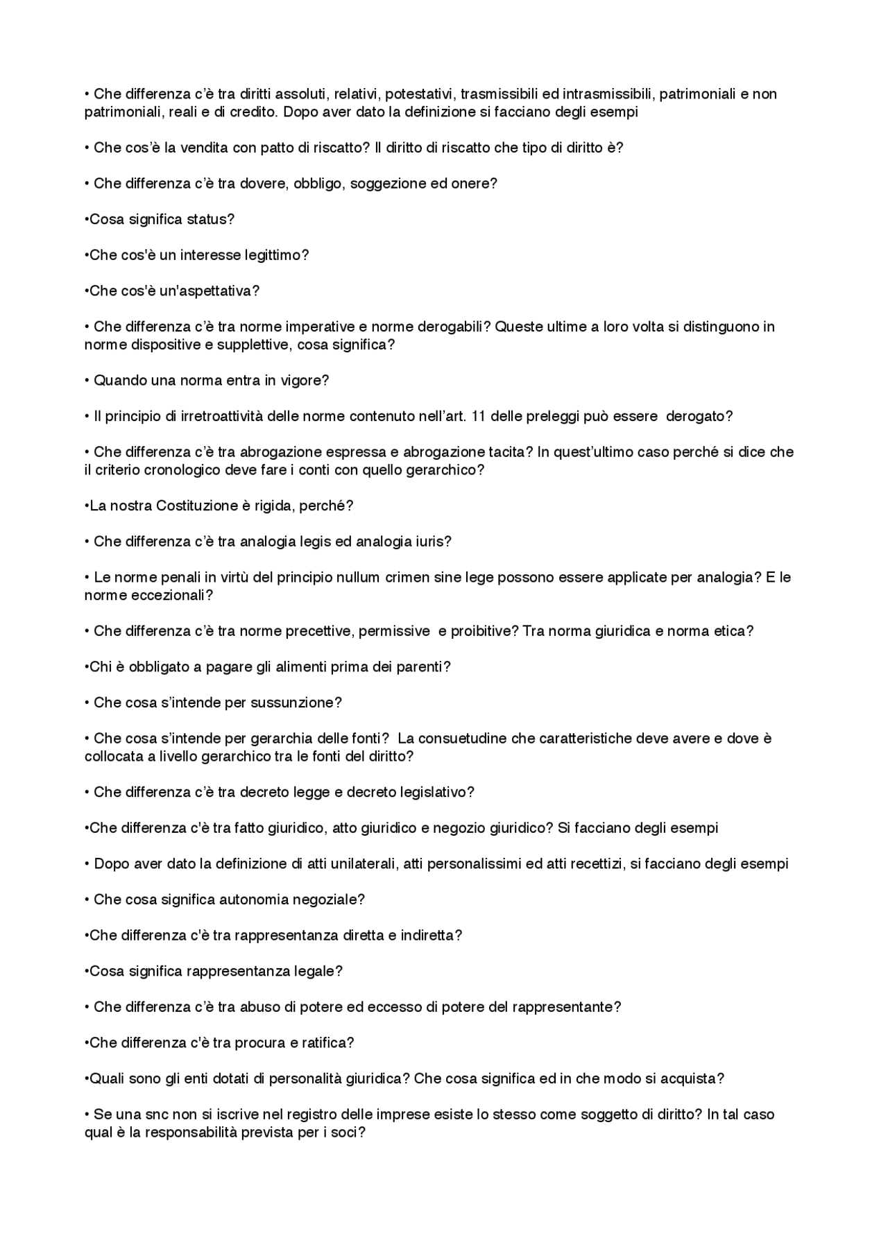 Domande Privato in Bocconi - Docsity