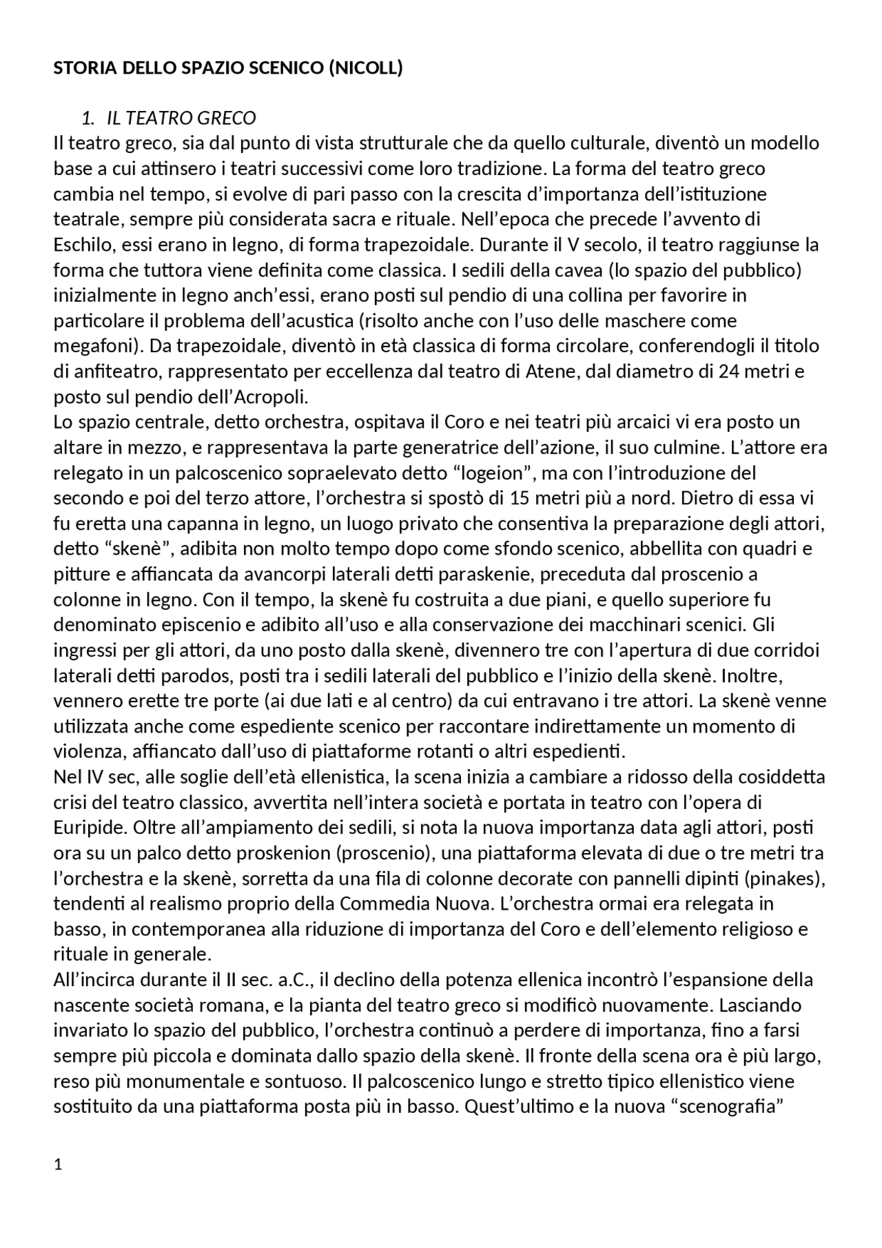 Evoluzione Dello Spazio Scenico Docsity
