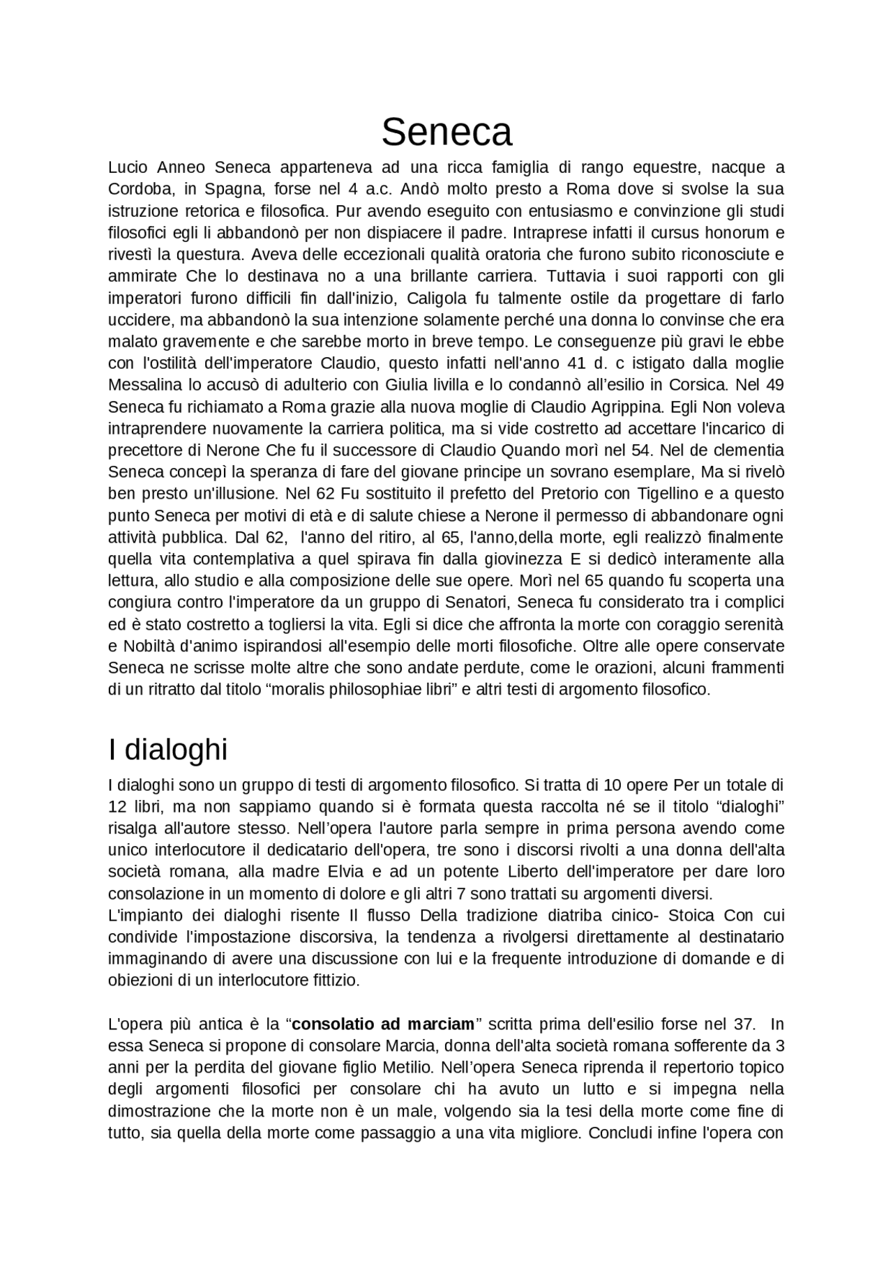 VITA ED OPERE DI SENECA - Docsity