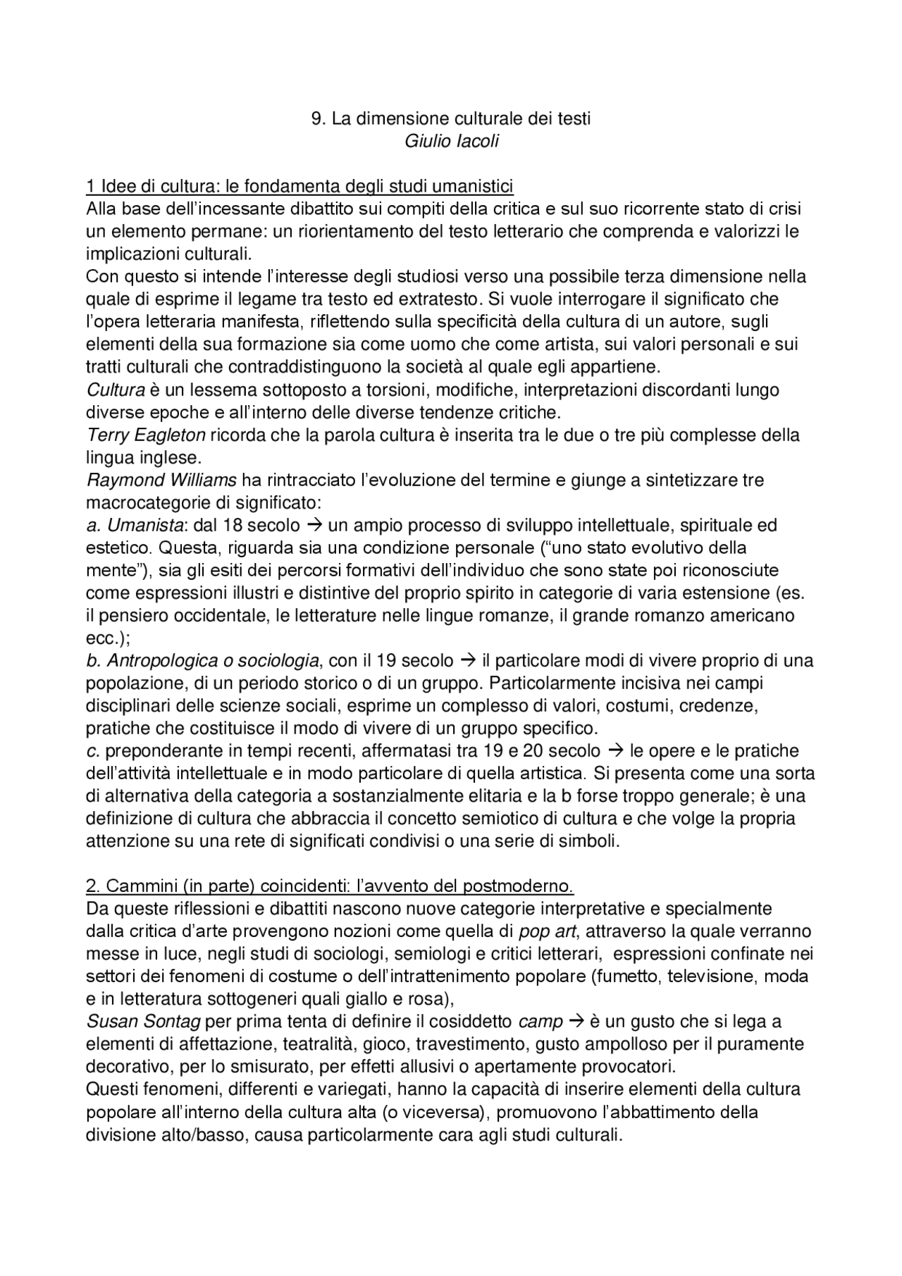 Letterature Comparate Francesco De Cristofaro Capitolo 9 Docsity