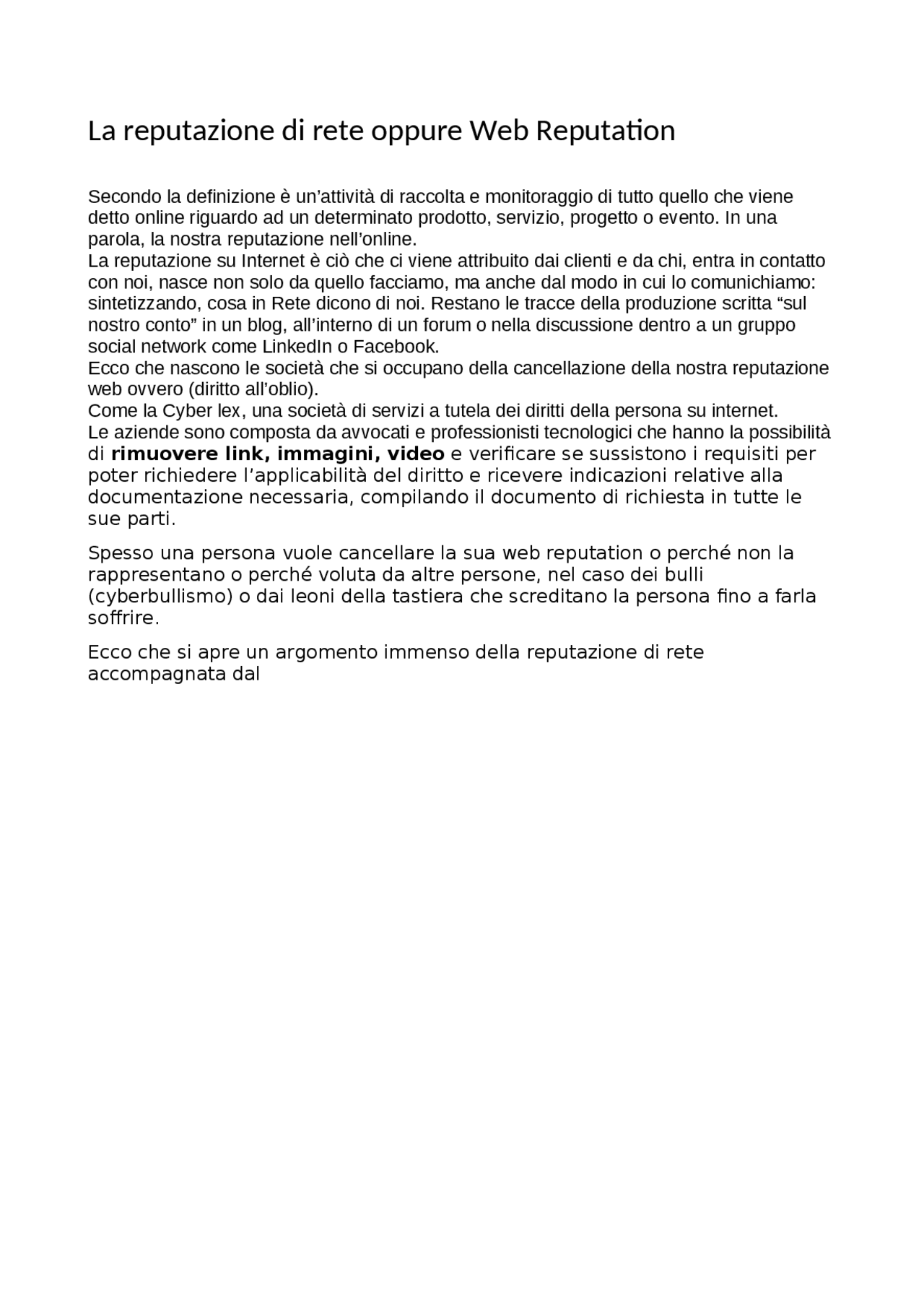 Reputazione Di Rete Docsity