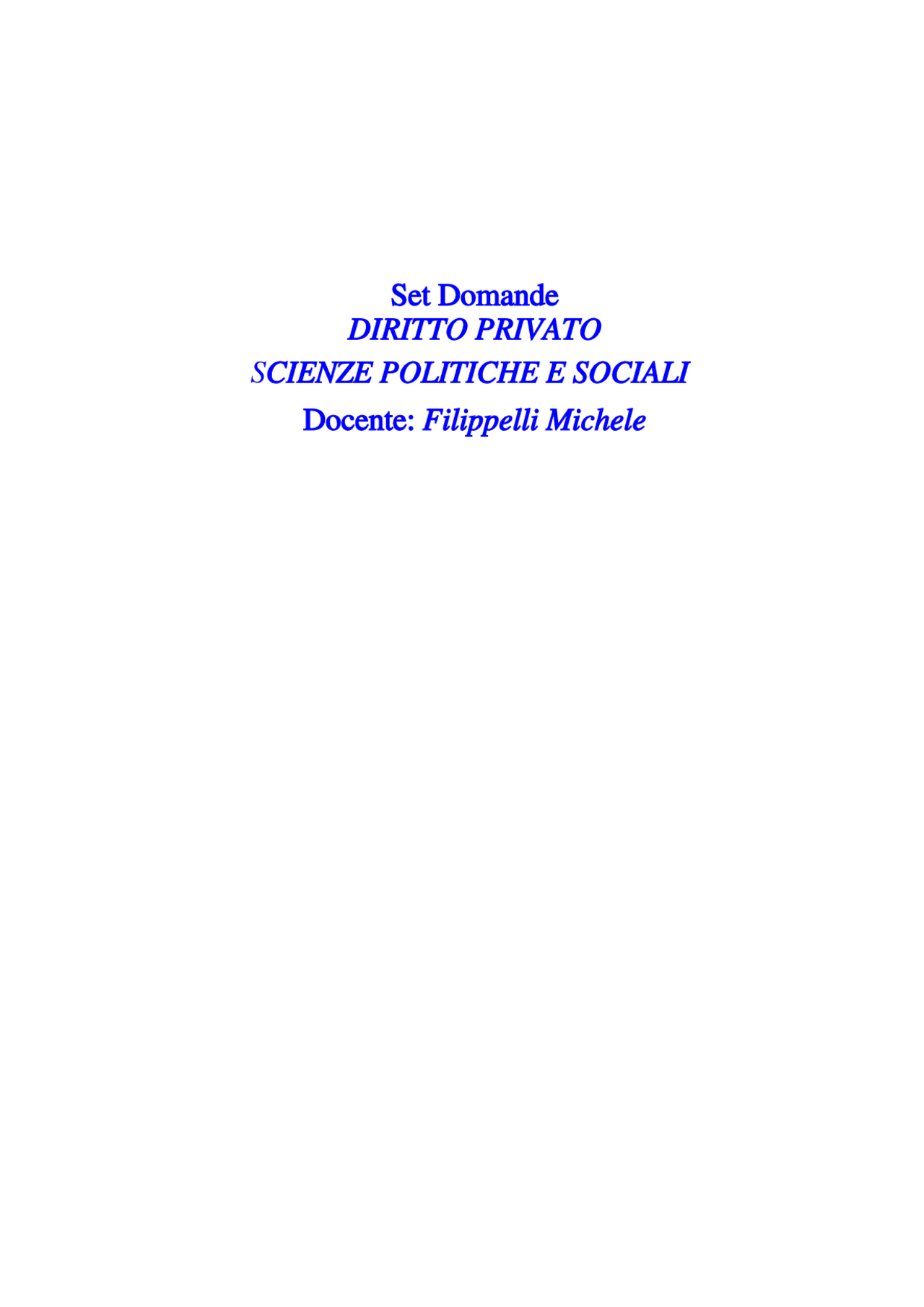 Paniere Diritto Privato - Ecampus - (Prof.Filippelli Michele) | Panieri di Diritto Privato | Docsity