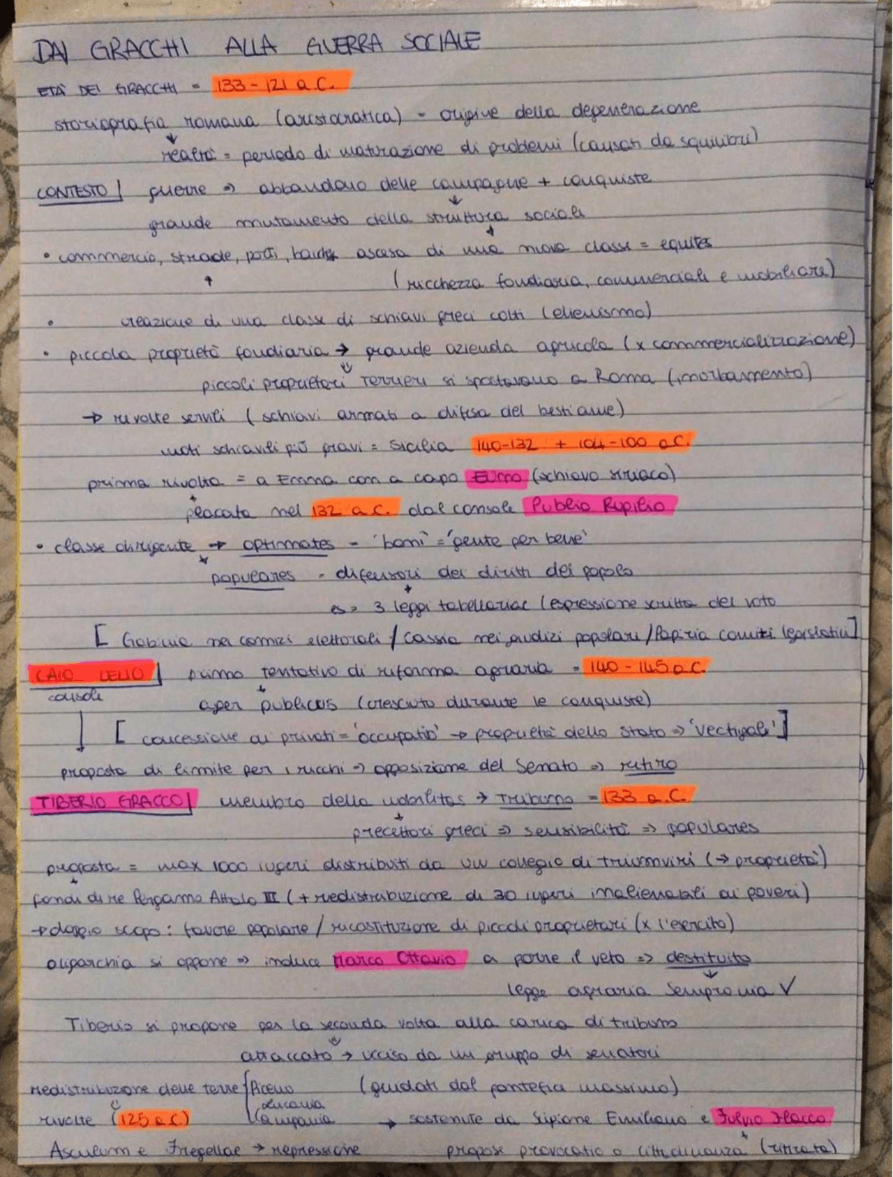 Appunti Sui Fratelli Gracchi Docsity