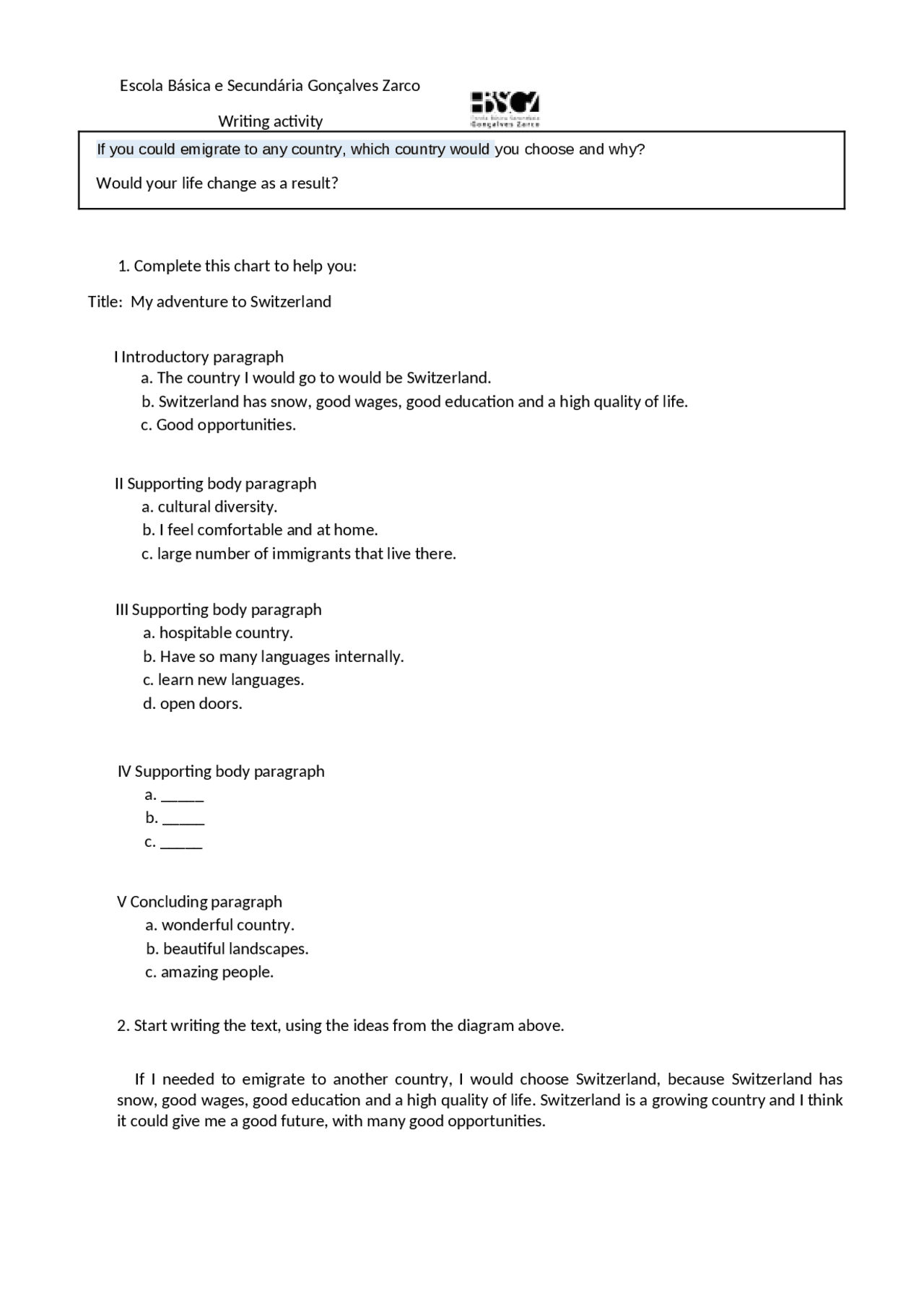 Writing Activity Guided Docsity