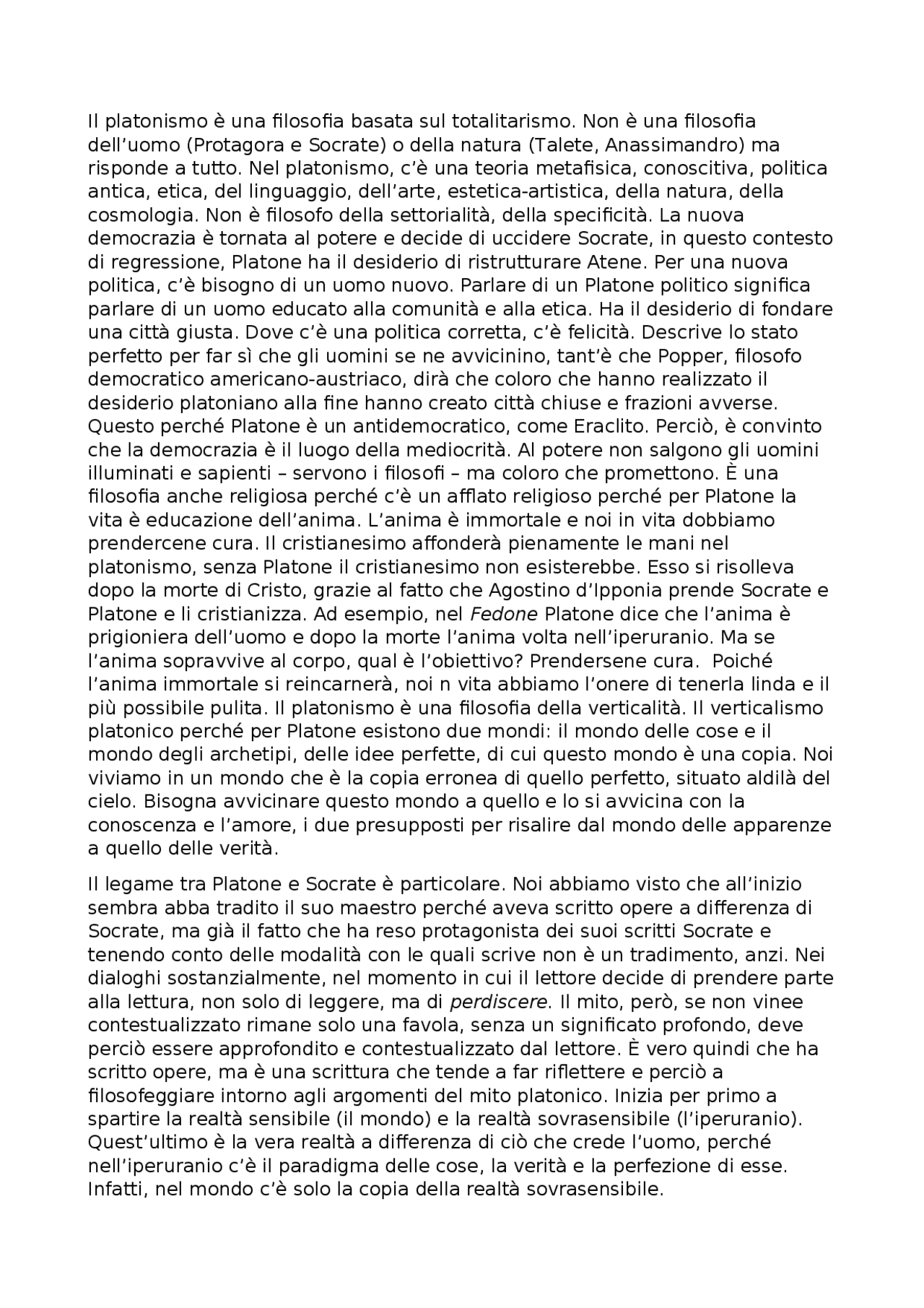 Analogie E Differenze Tra Platone E Socrate E Digressione Sul