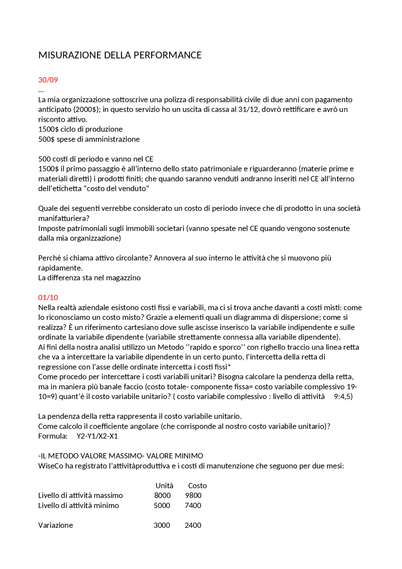 Misurazione Della Performance Docsity