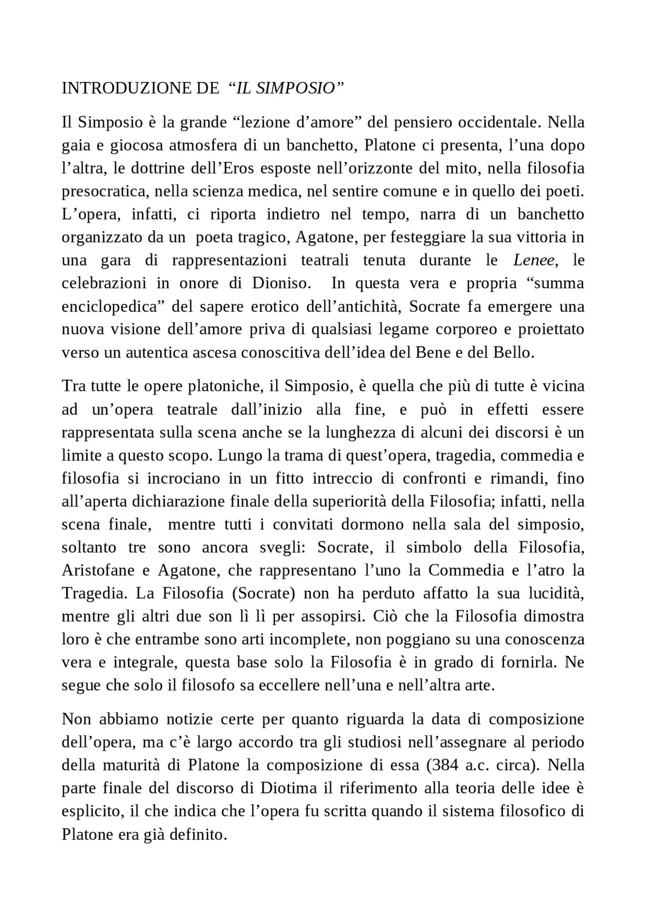 Il Simposio di Platone - Docsity