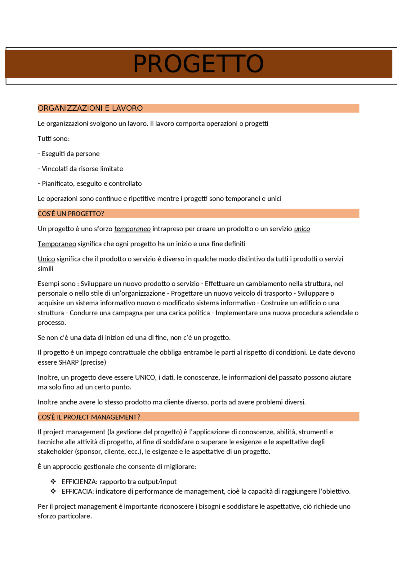 Gestione Dei Progetti I Parte Docsity