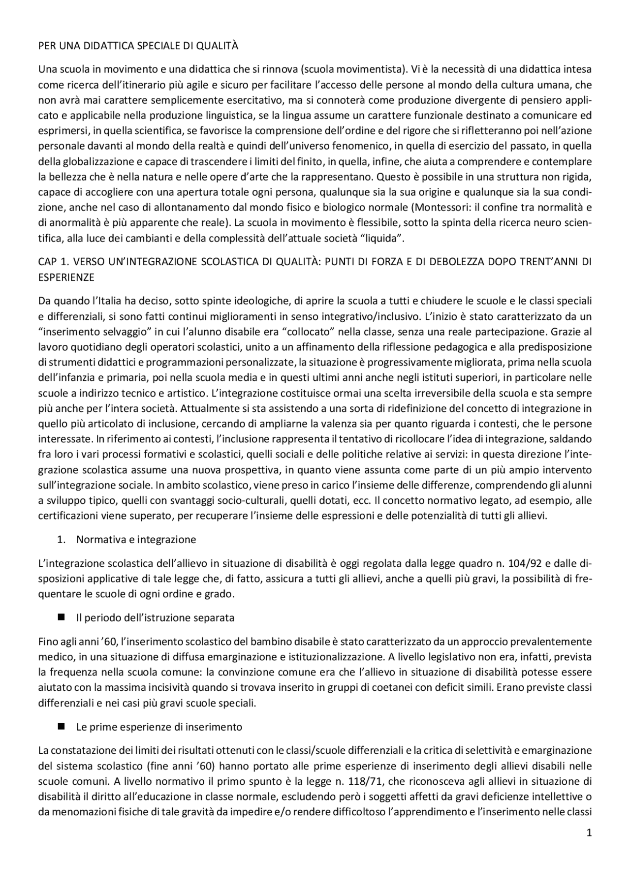 Riassunto Libro Didattica Speciale Di Qualità Docsity