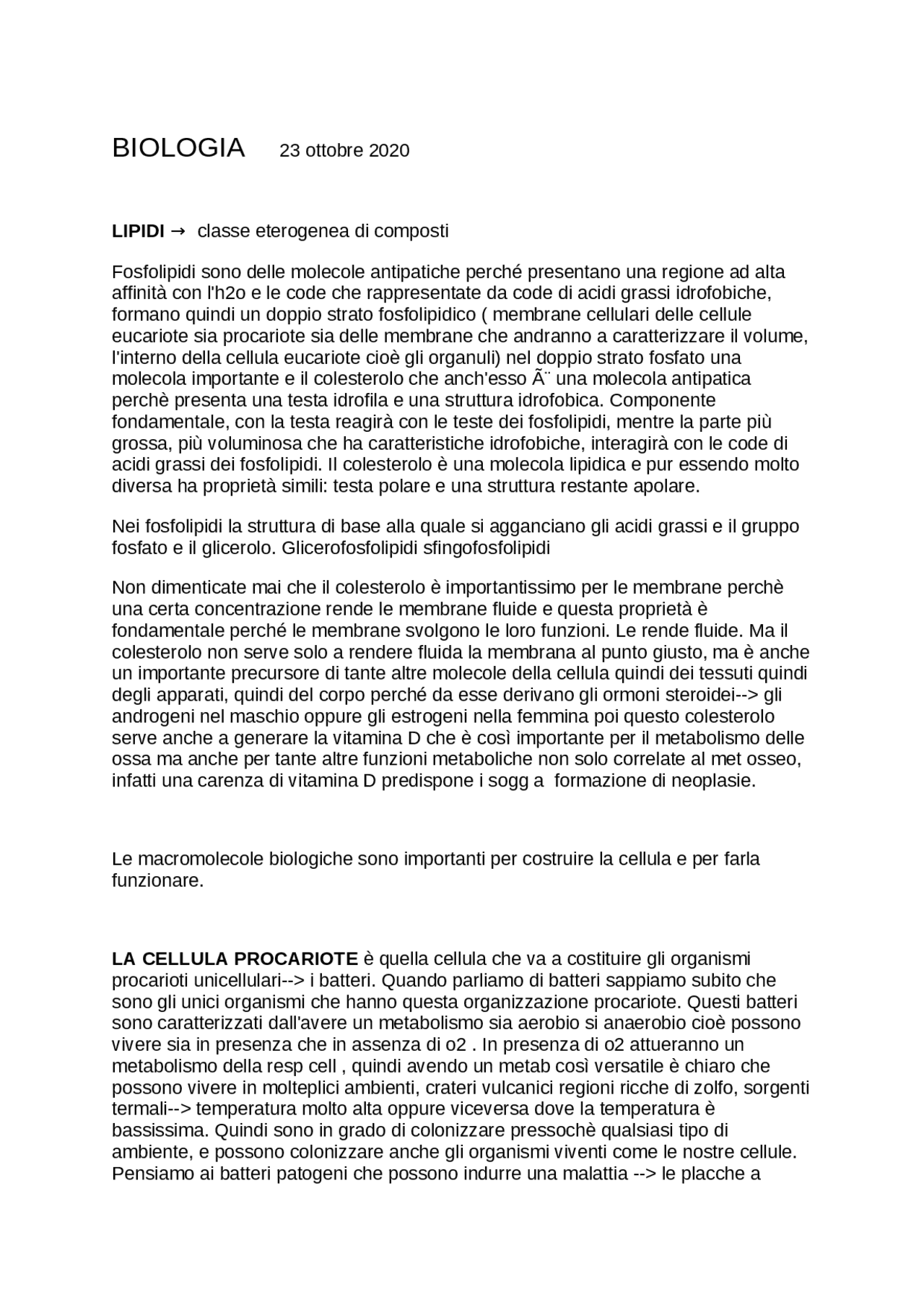 Appunti Biologia 1 Anno Infermieristica Docsity