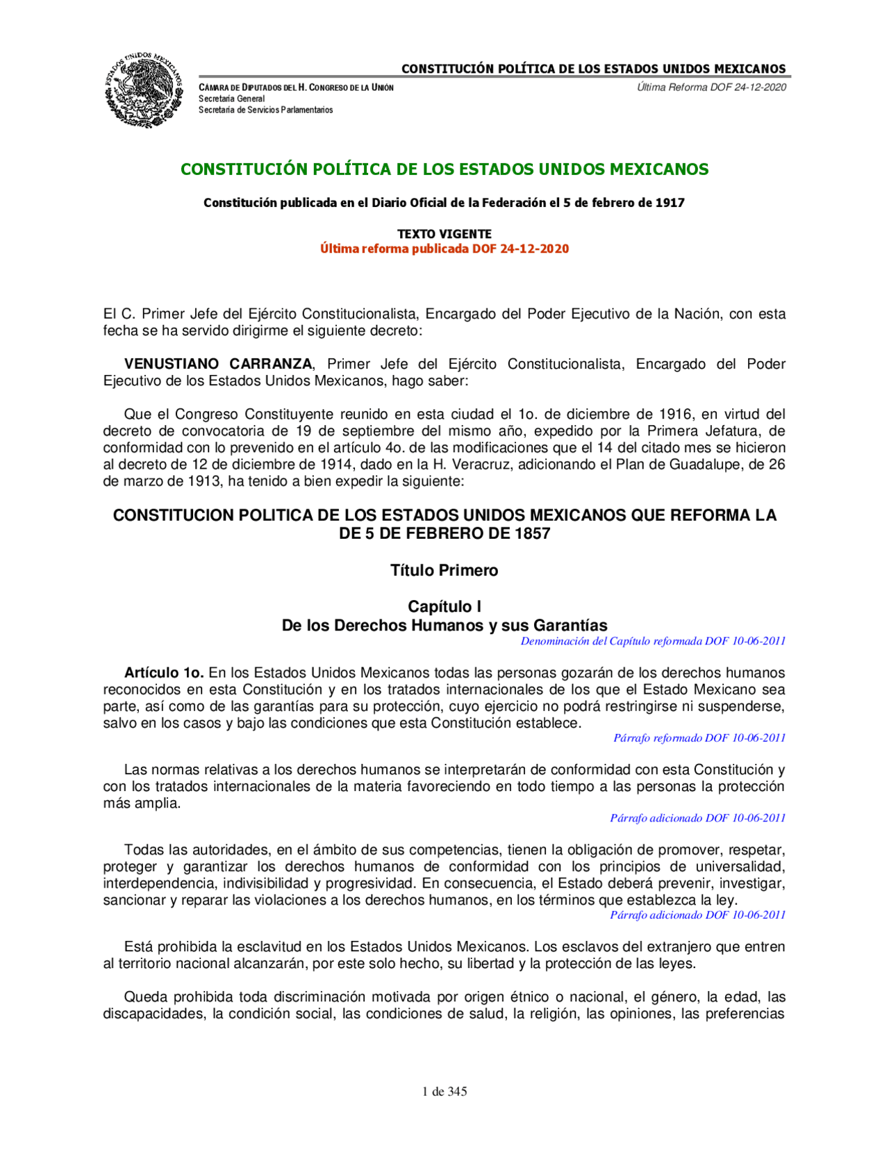 CONSTITUCIÓN DE LOS ESTADOS UNIDOS - Docsity