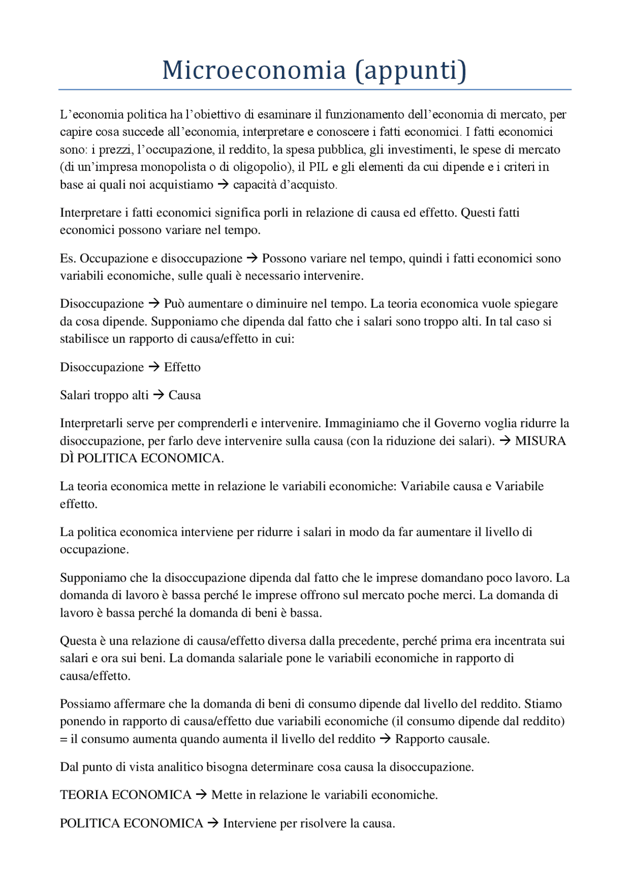 Appunti Microeconomia Docsity