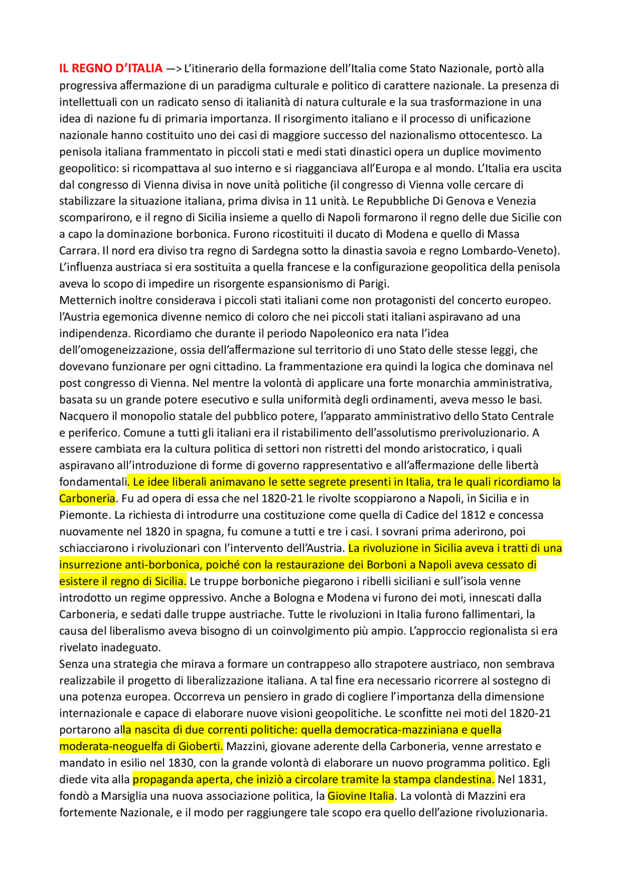 Riassunto Manuale Storia Docsity