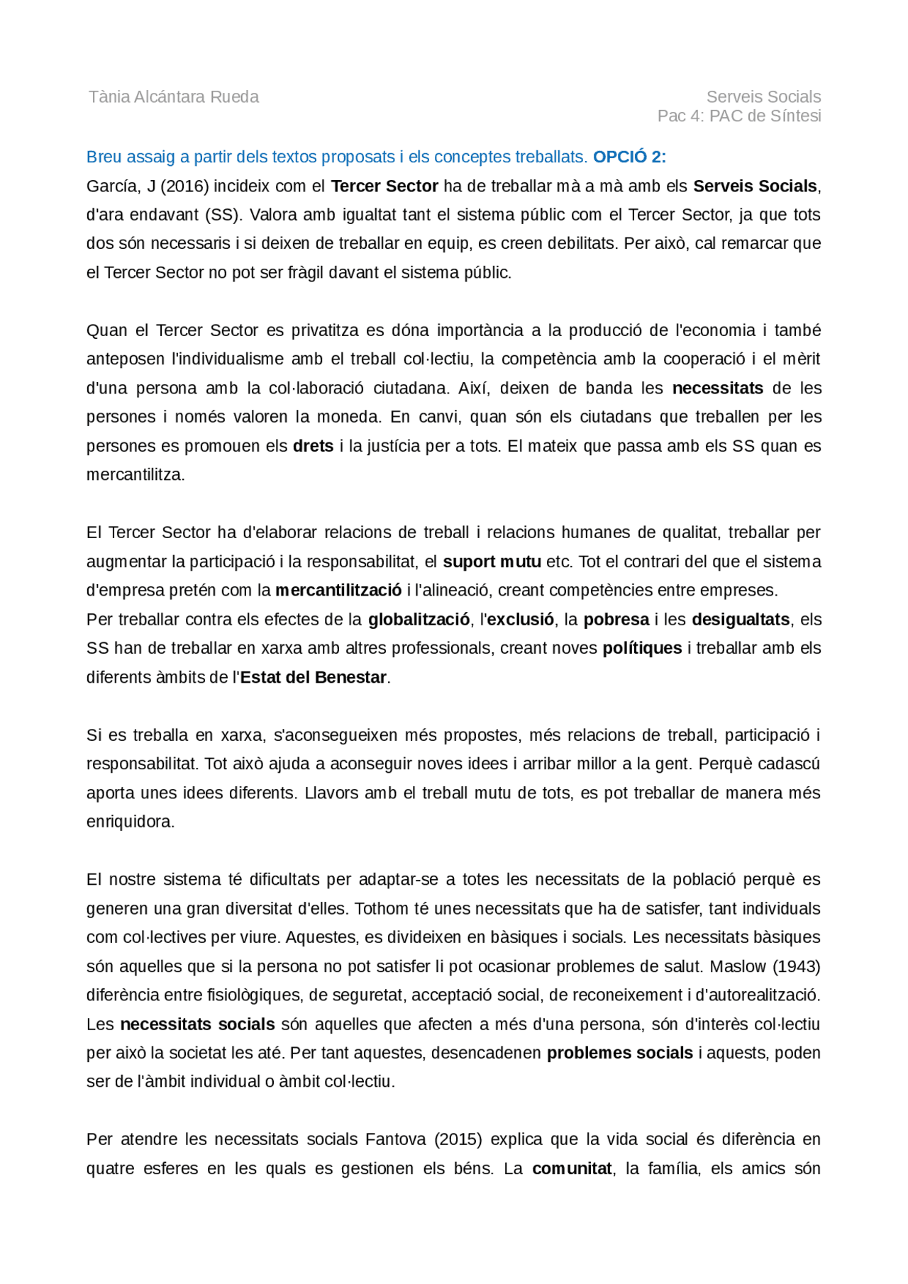 Pac 4 Serveis Socials Ejercicios De Bienestar Social Docsity