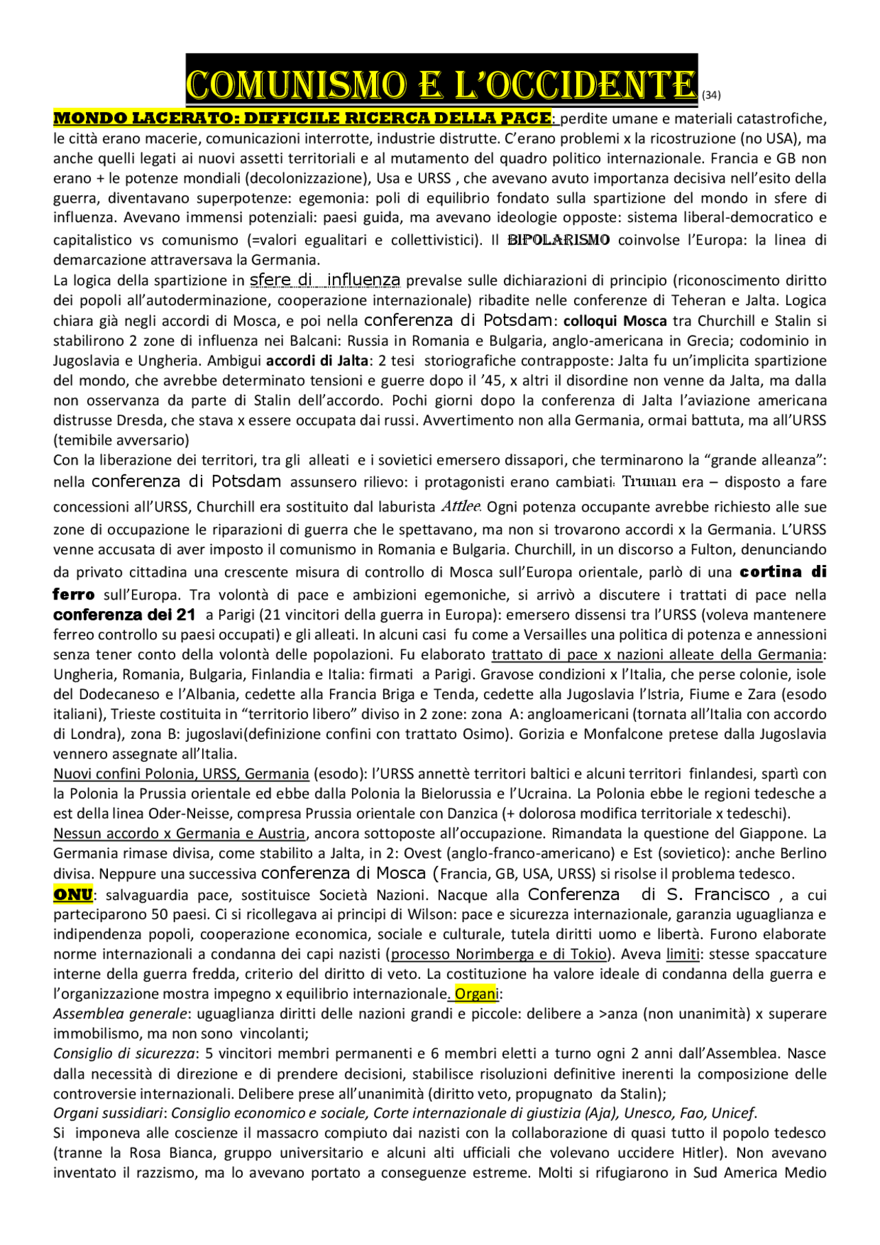 Riassunto Sullintero Programma Di Storia Dellanno Della Maturità