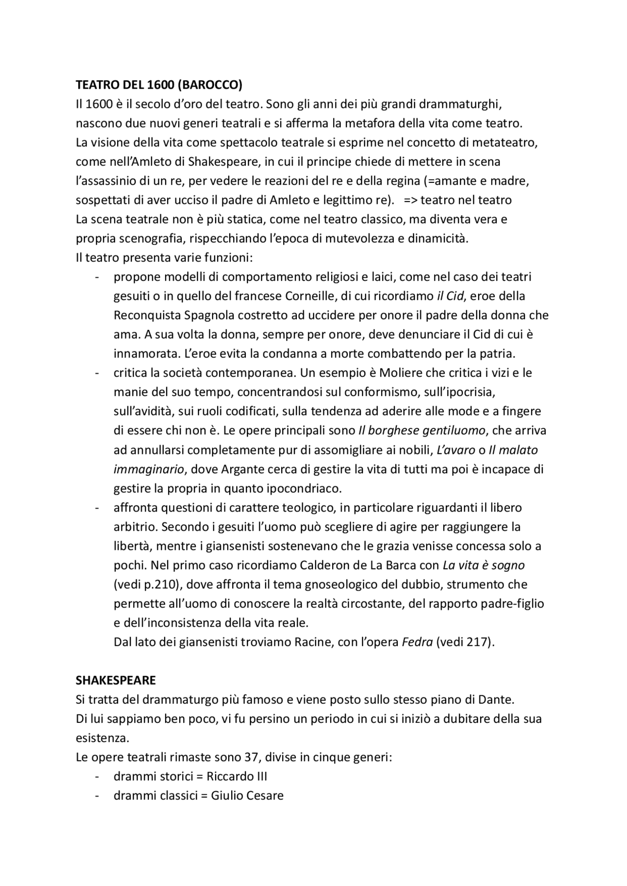 Il Teatro Nel 1600 Barocco Docsity