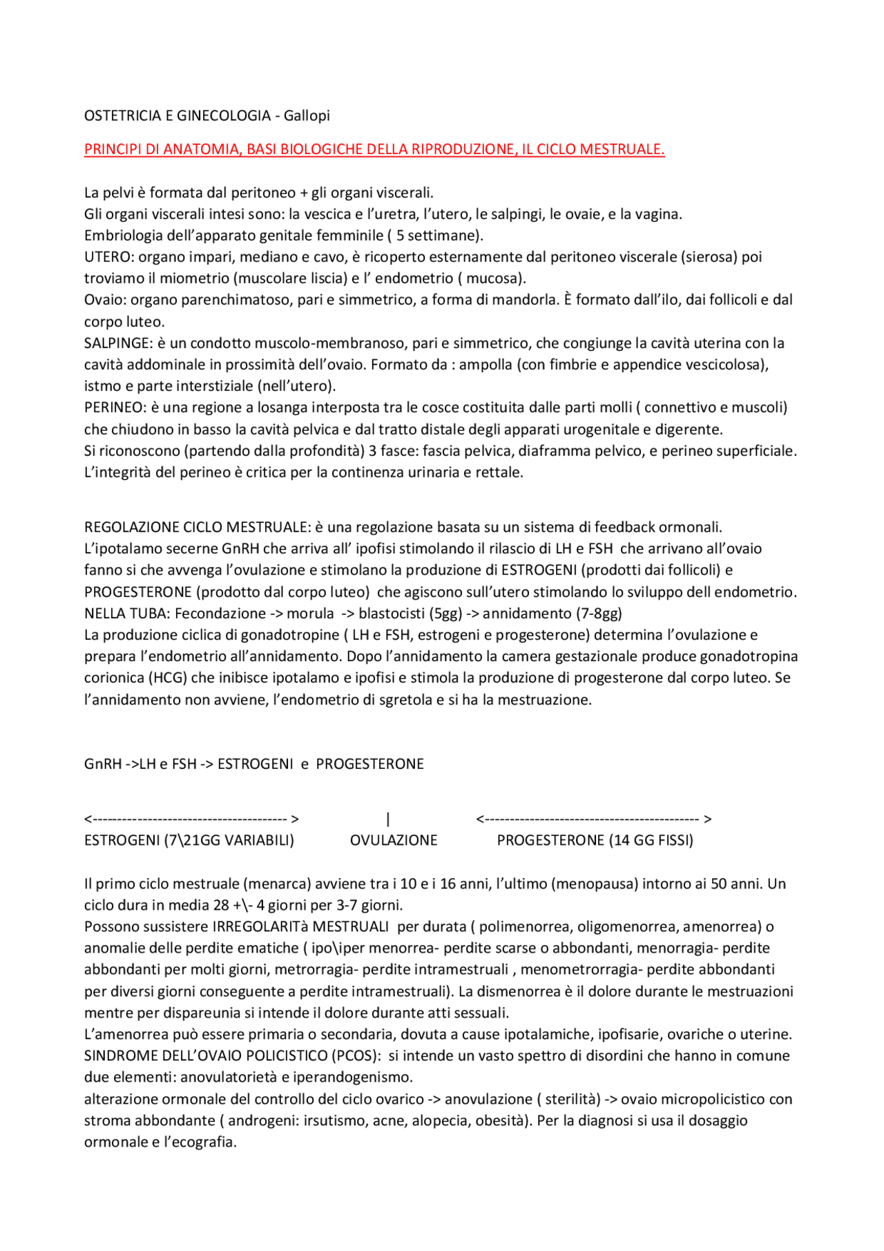 Ostetricia E Ginecologia Infermieristica 3 Anno Docsity