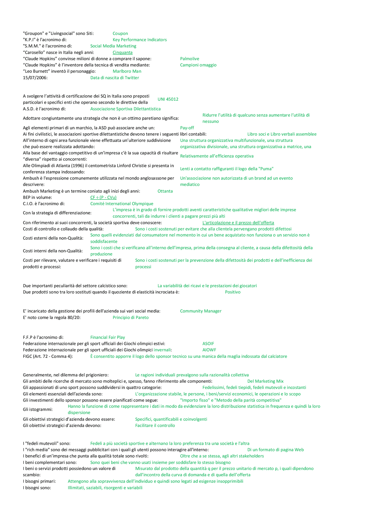 Economia Scienze Motorie Unipegaso Ordine Alfabetico Docsity