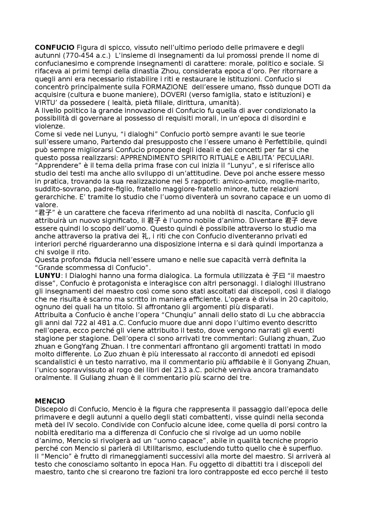 Letteratura Cinese Da Confucio Ai Tang Docsity