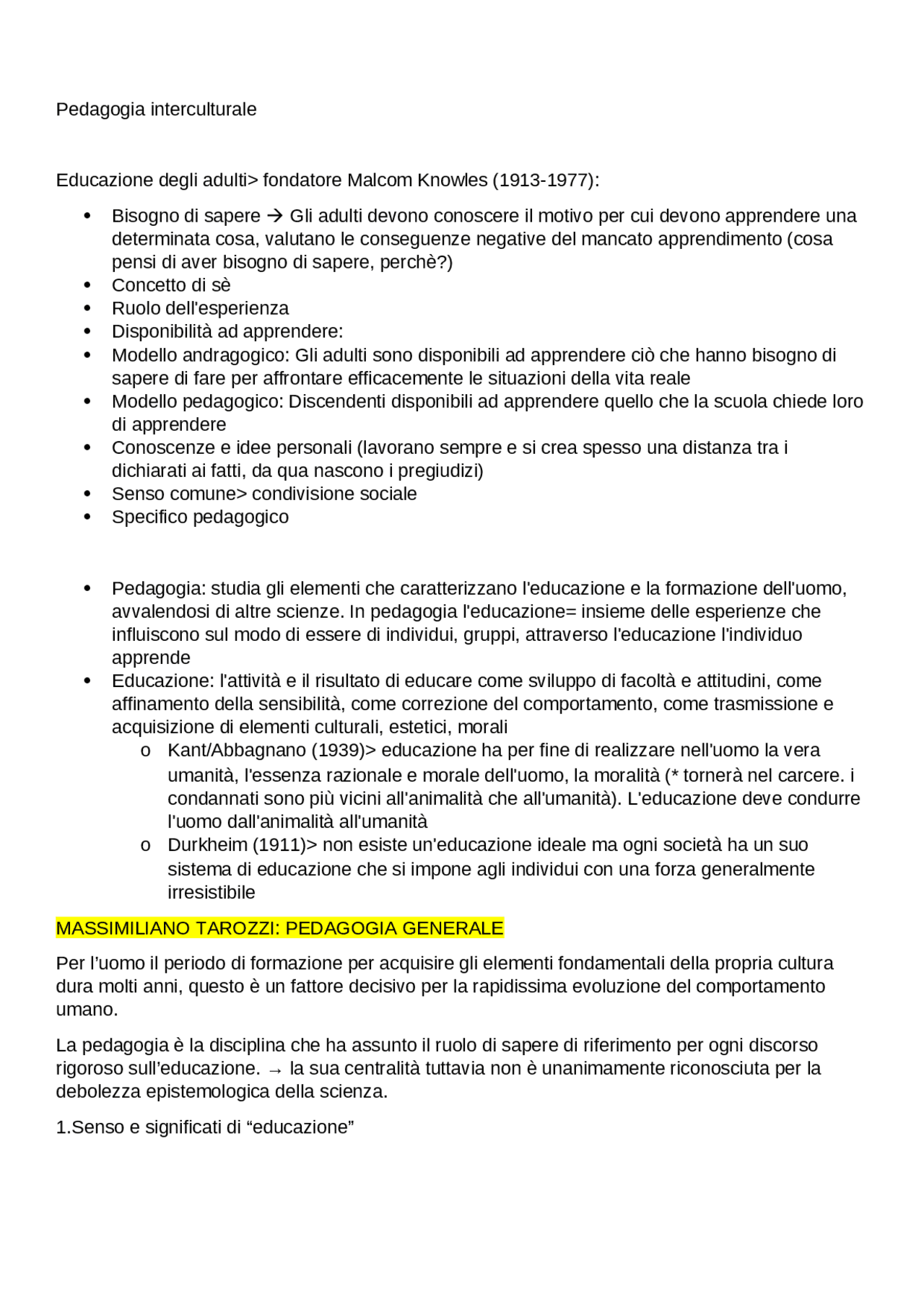 Appunti Di Pedagogia Interculturale 20192020 Docsity