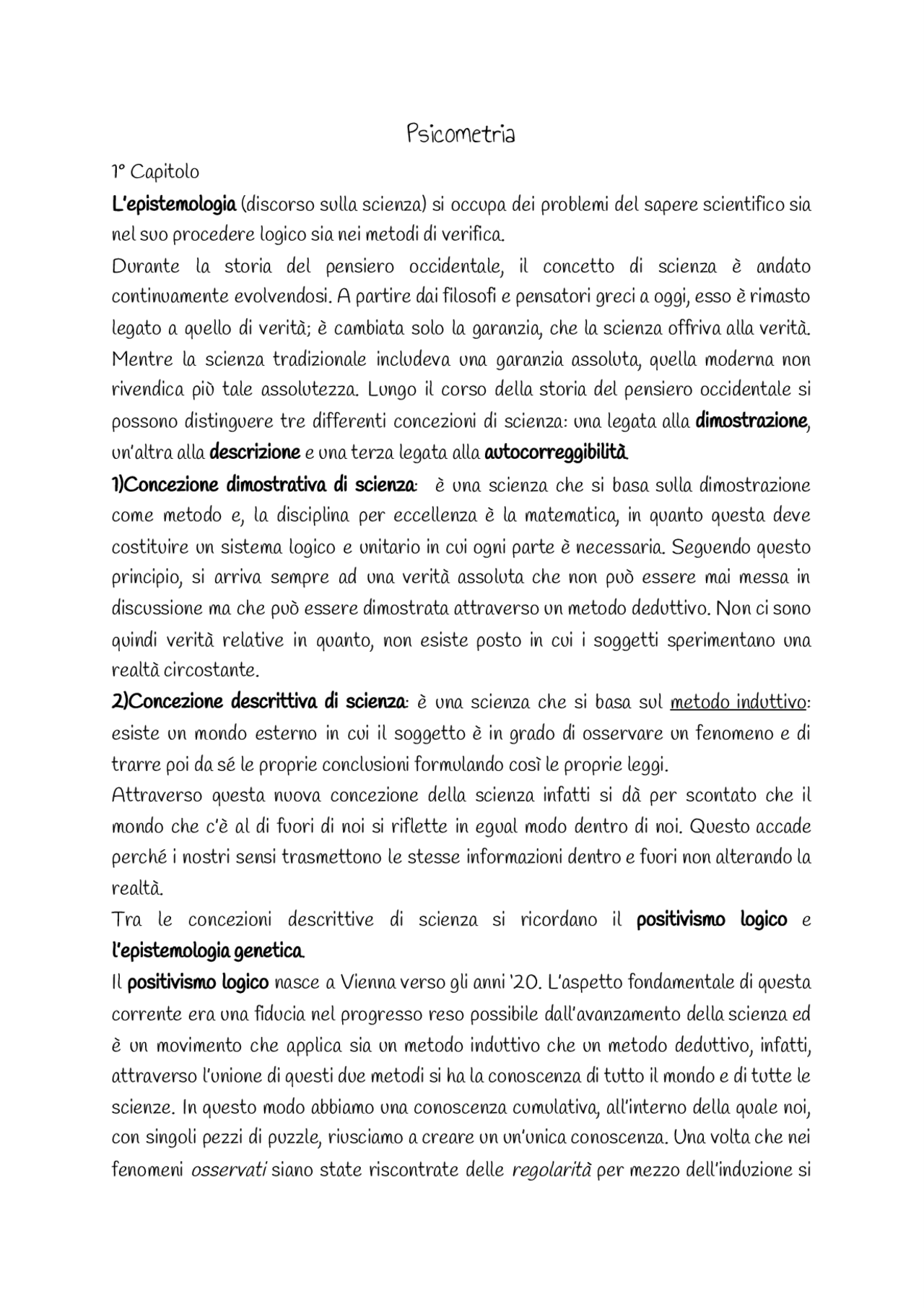 Riassunto 1° Capitolo Libro Metodologia Della Ricerca Psicologia Docsity