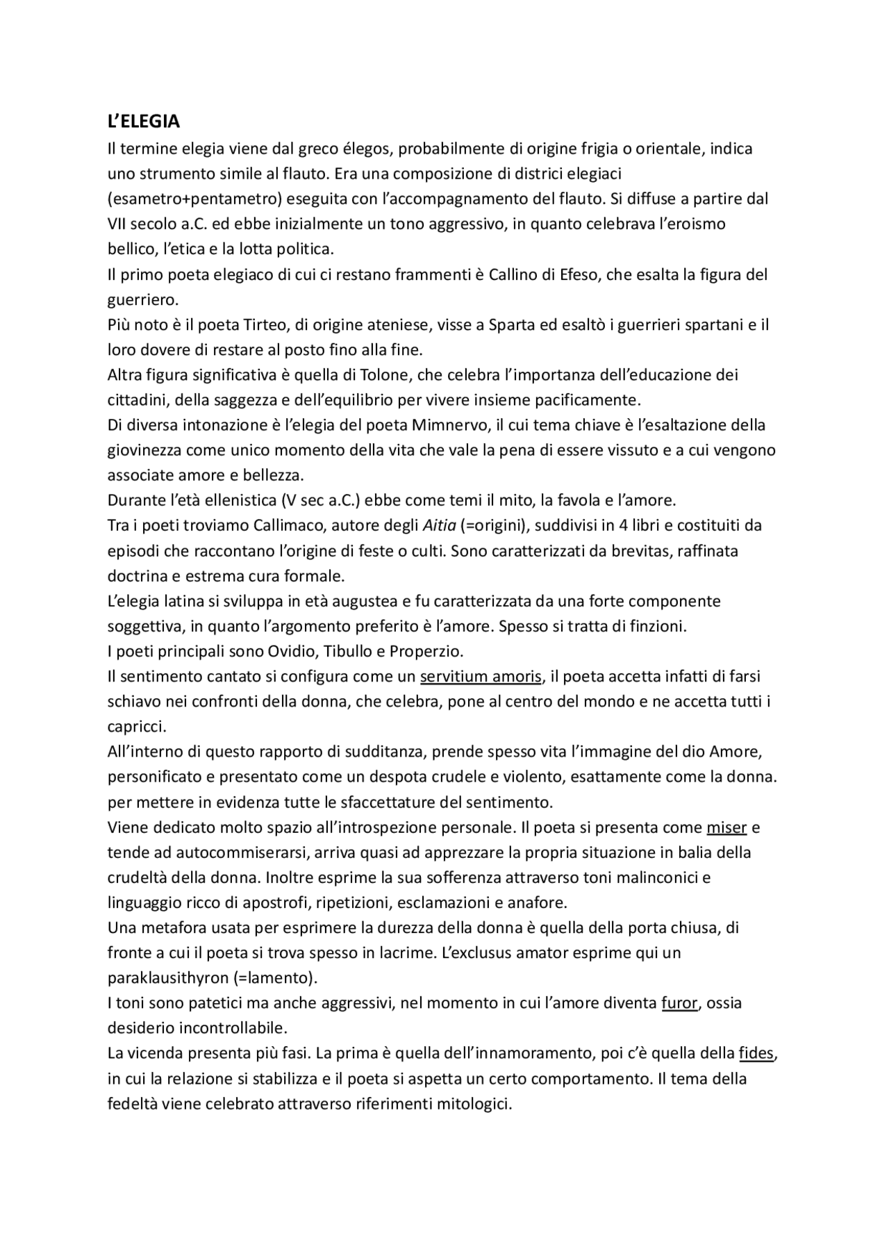 Lelegia Latina E Properzio Docsity