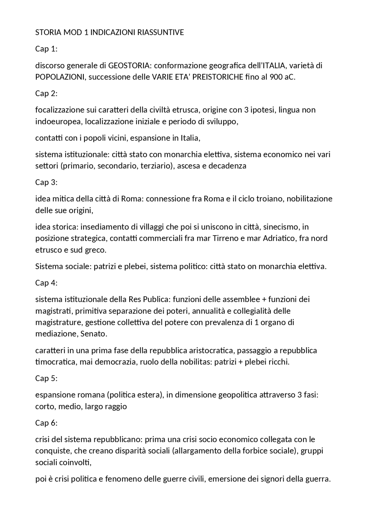 Sintesi Del Modulo Primo Di Storia Docsity