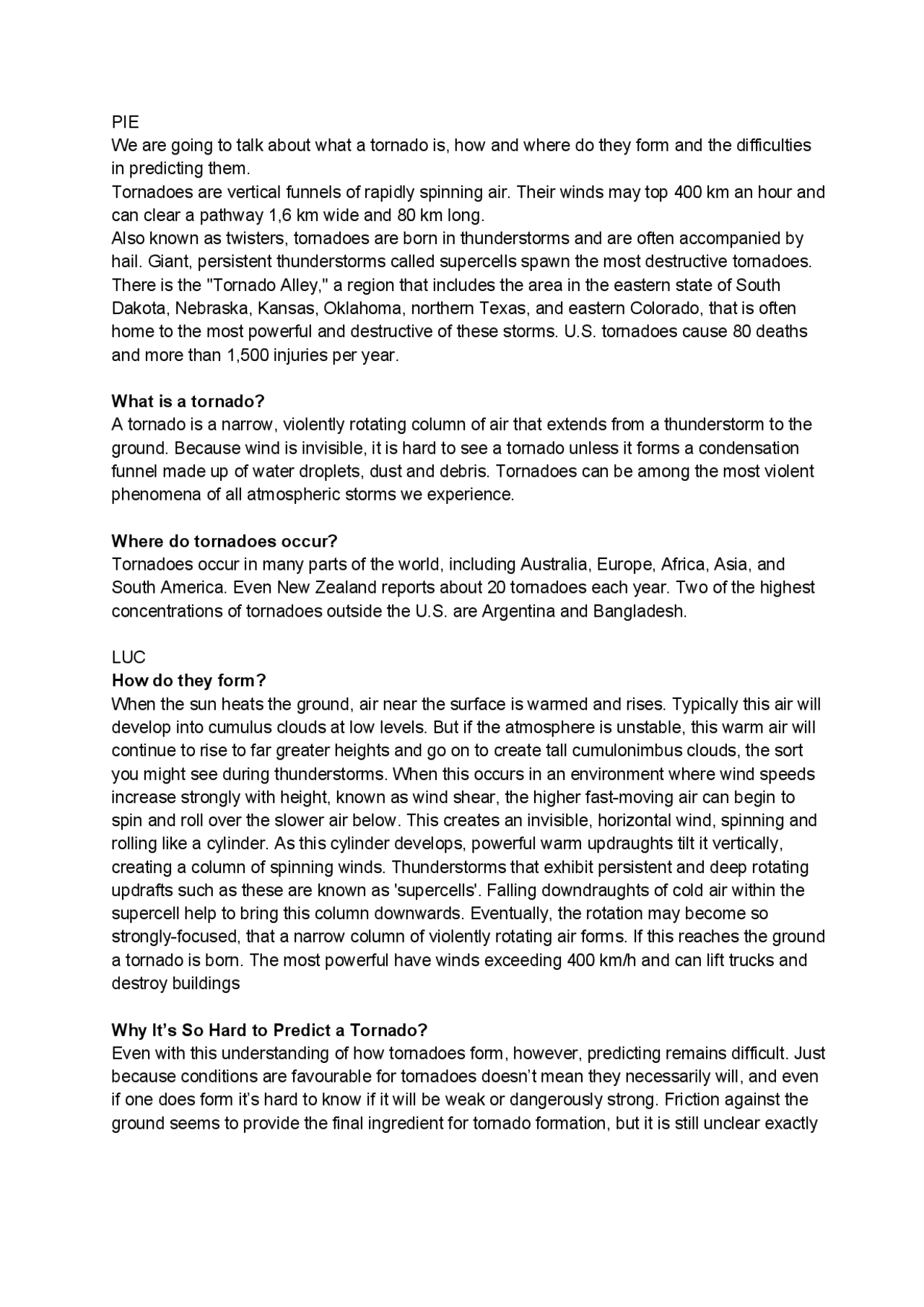 Tornados Essay - how does a tornado form? - Docsity