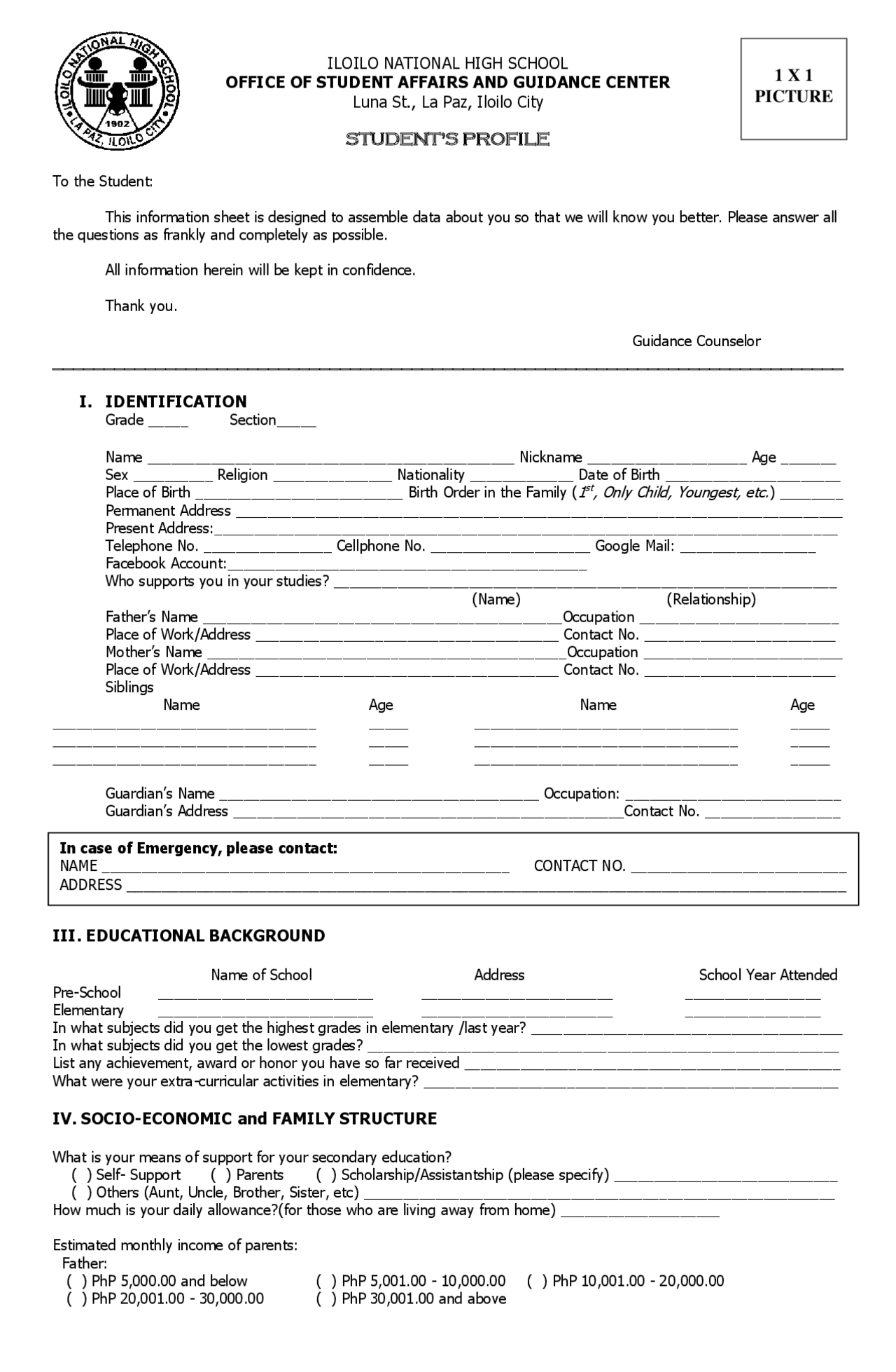 STUDENTS PROFILE AND ALL ABOUT THE CHARACTERISTICS - Docsity