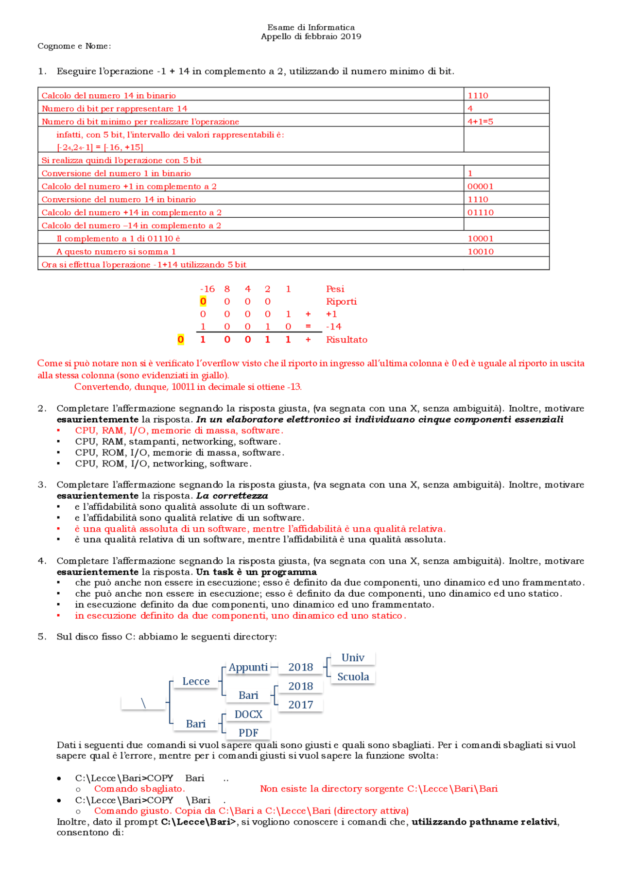 Prove d'esame informatica - Docsity