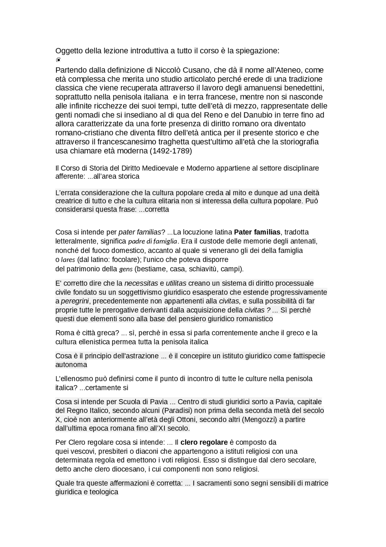 Domande Storia Del Diritto Medievale E Moderno Docsity
