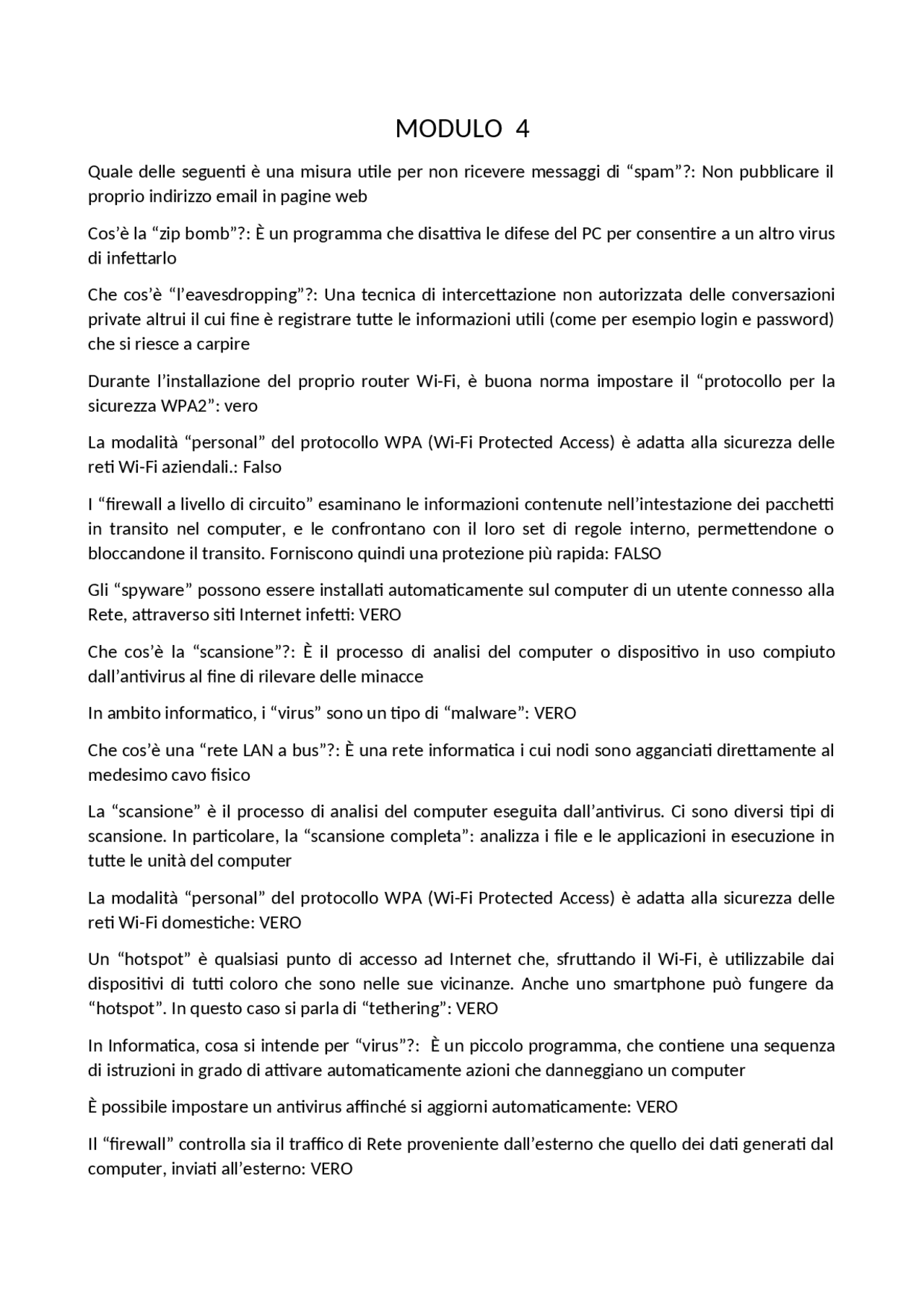 Modulo 4 Eipass User 7 Moduli Esercizi Di Elementi Di Informatica