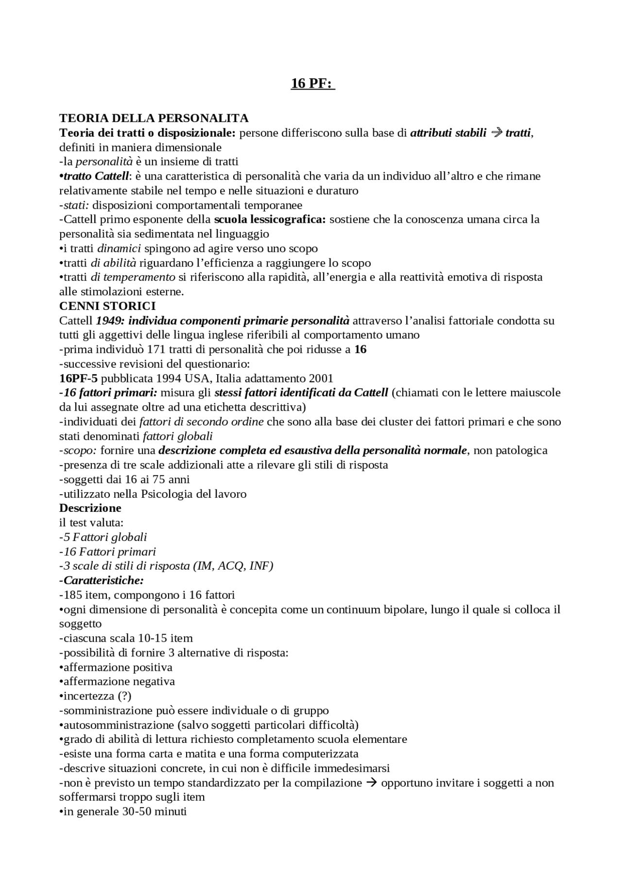 Appunti Slide E Manuale 16pf Docsity
