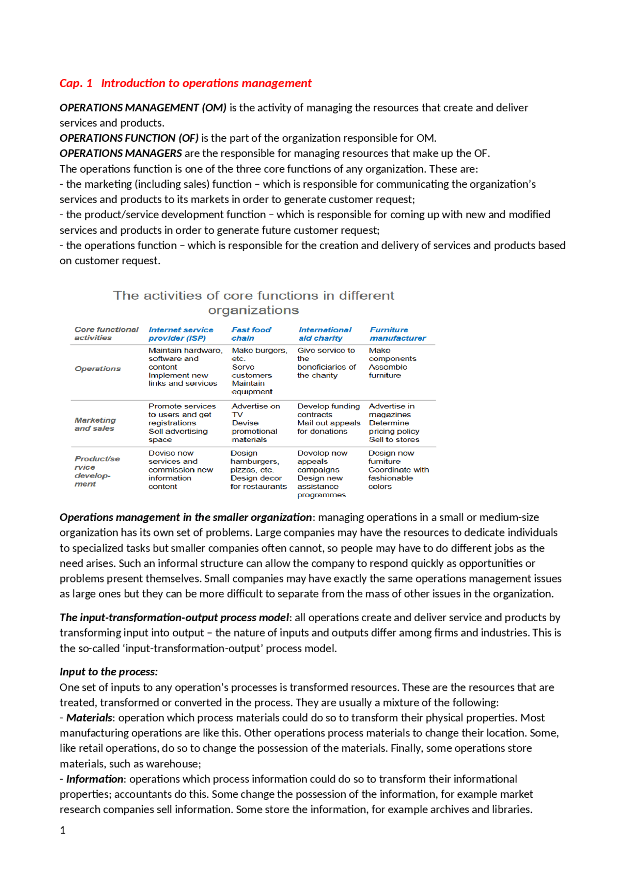 Operations Management Docsity