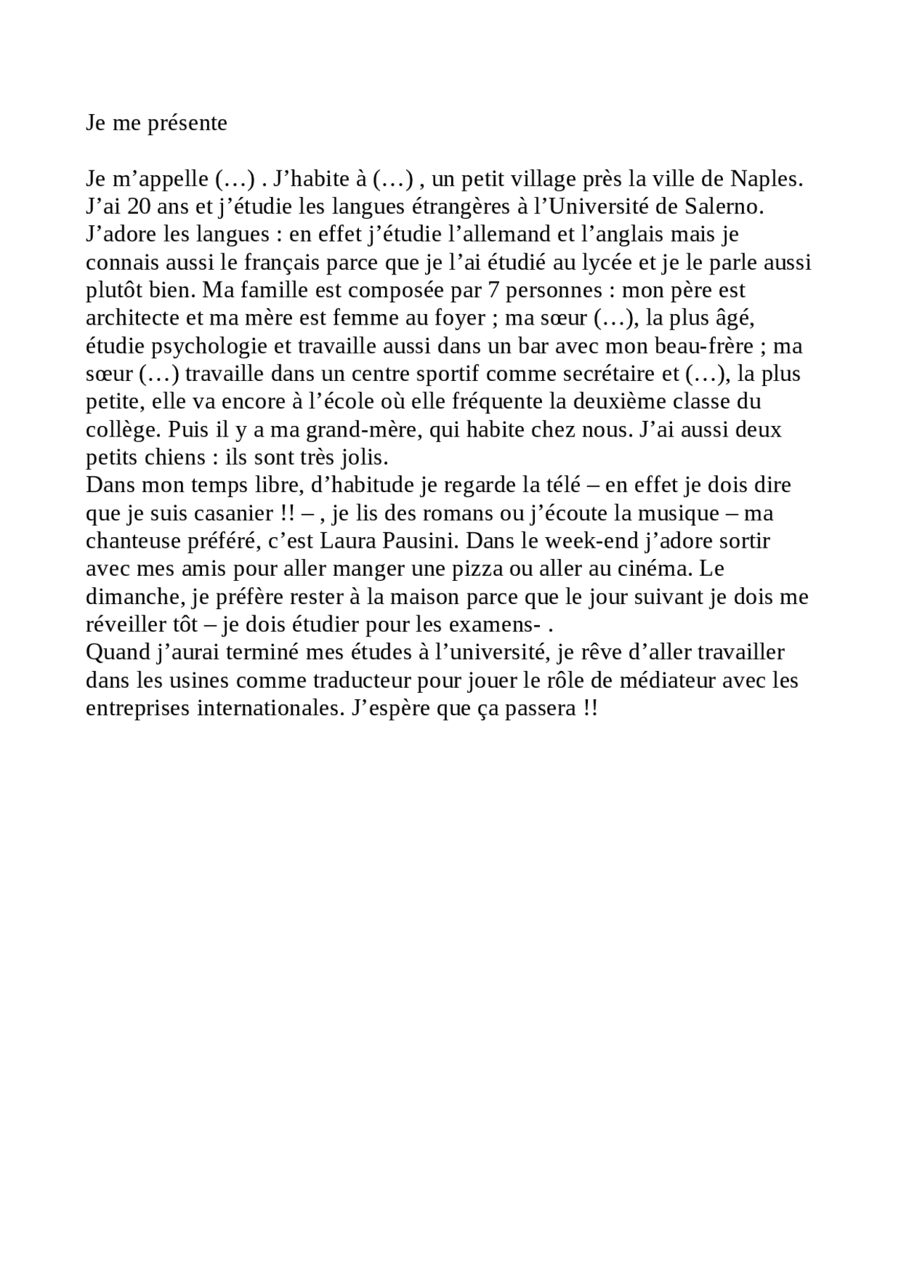 Testi E Documenti In Lingua Francese Docsity