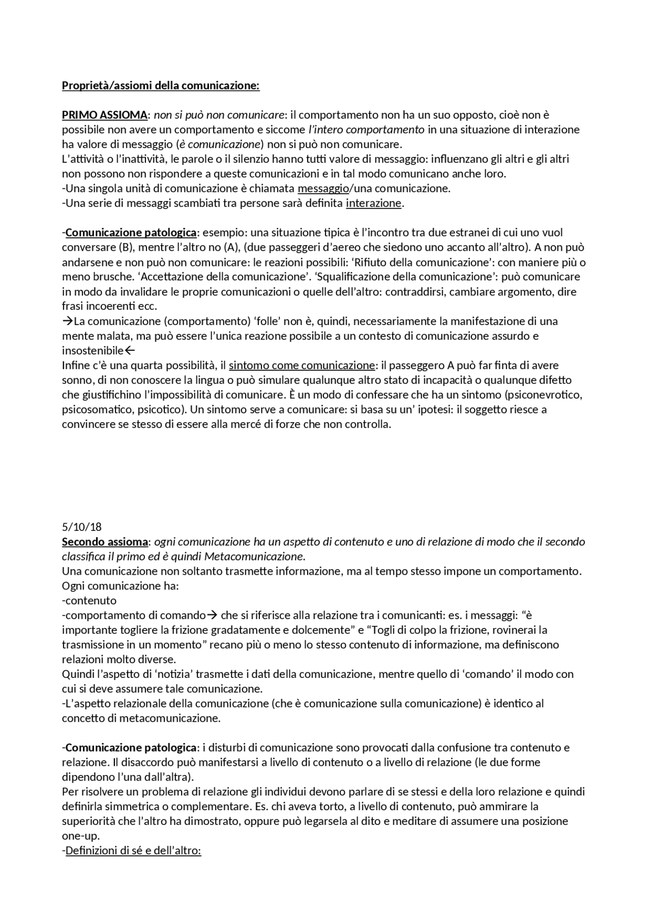 Assiomi Della Comunicazione Docsity