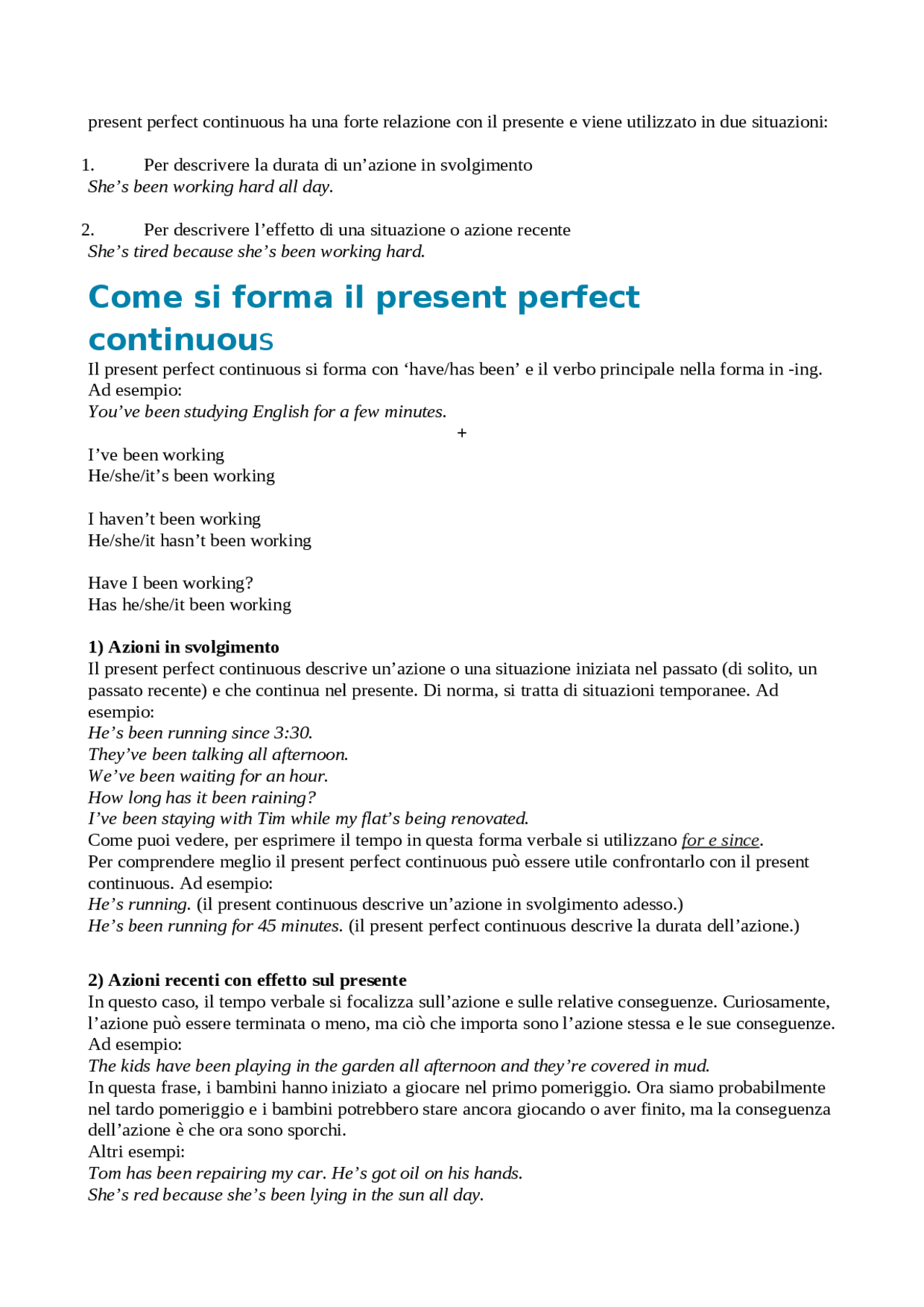 ENGLISH RULES - PRESENT PERFECT - Docsity