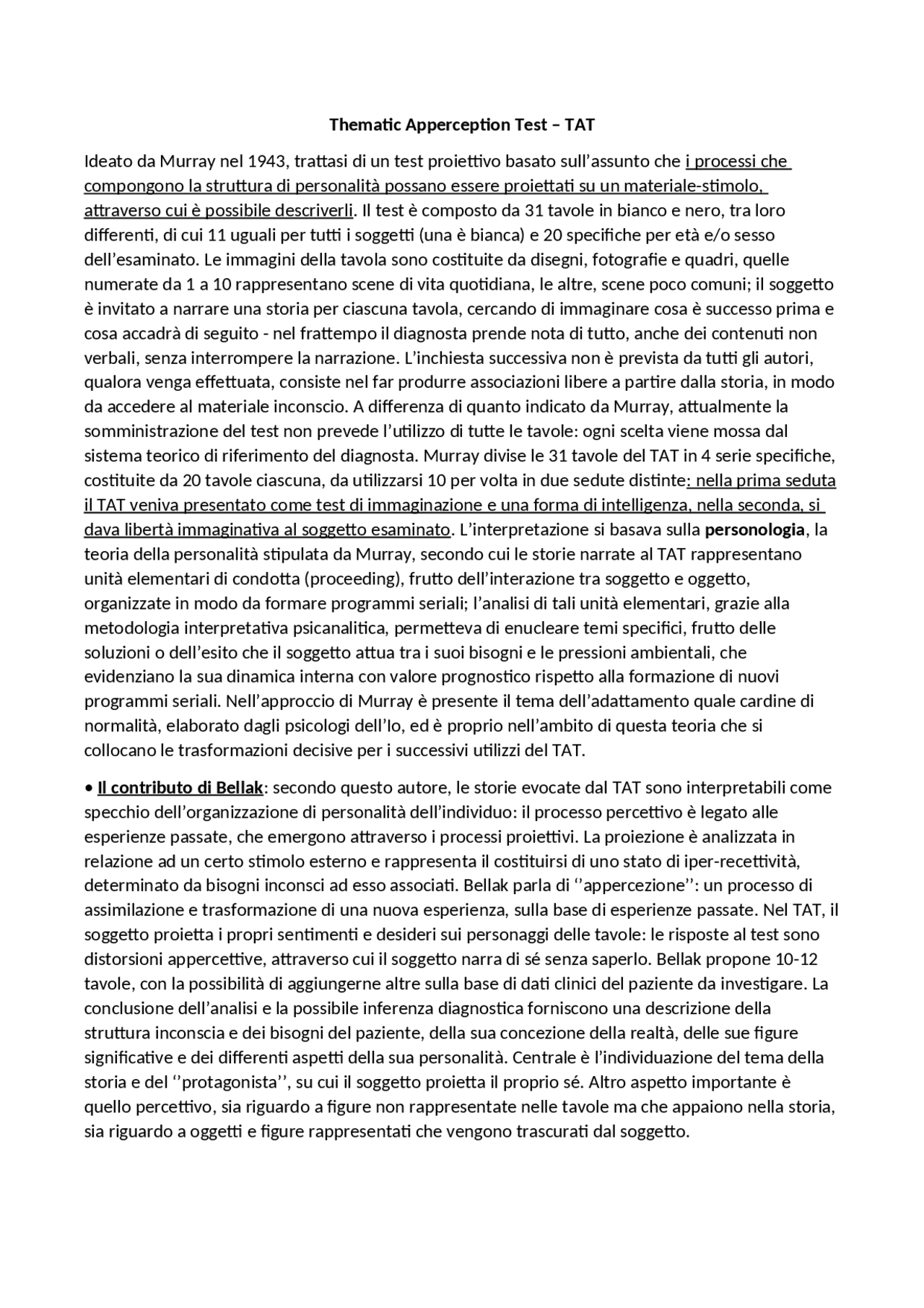 TAT - Thematic apperception test | Appunti di Storia E Metodi Della ...