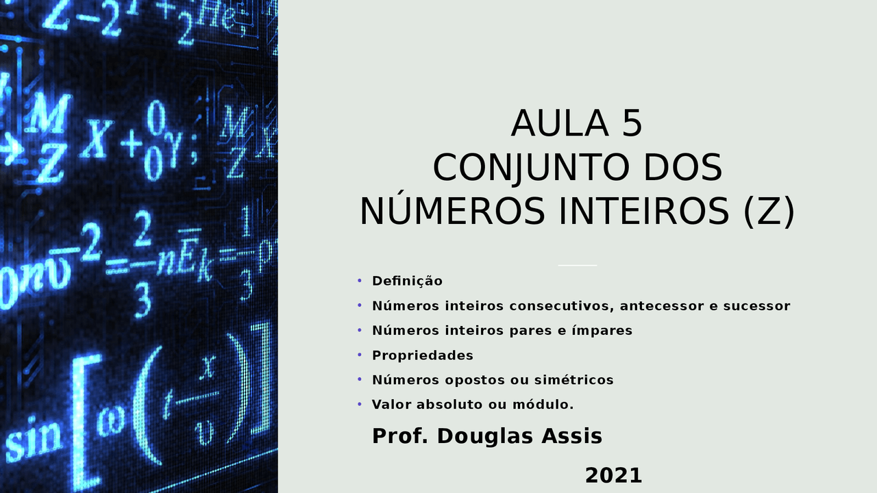 Conjunto dos números inteiros (Z) - Docsity