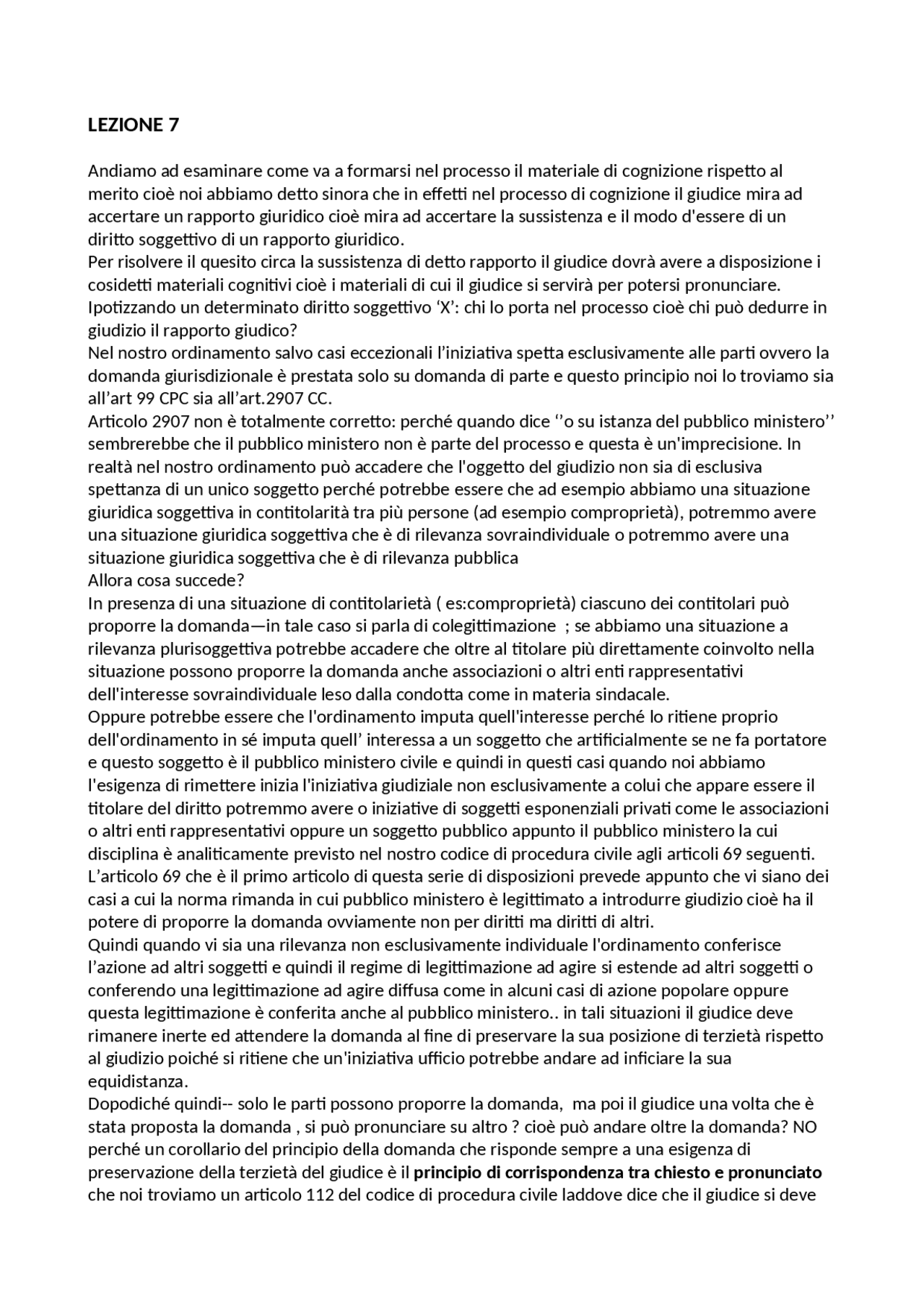 Lezioni Procedura Civile Docsity