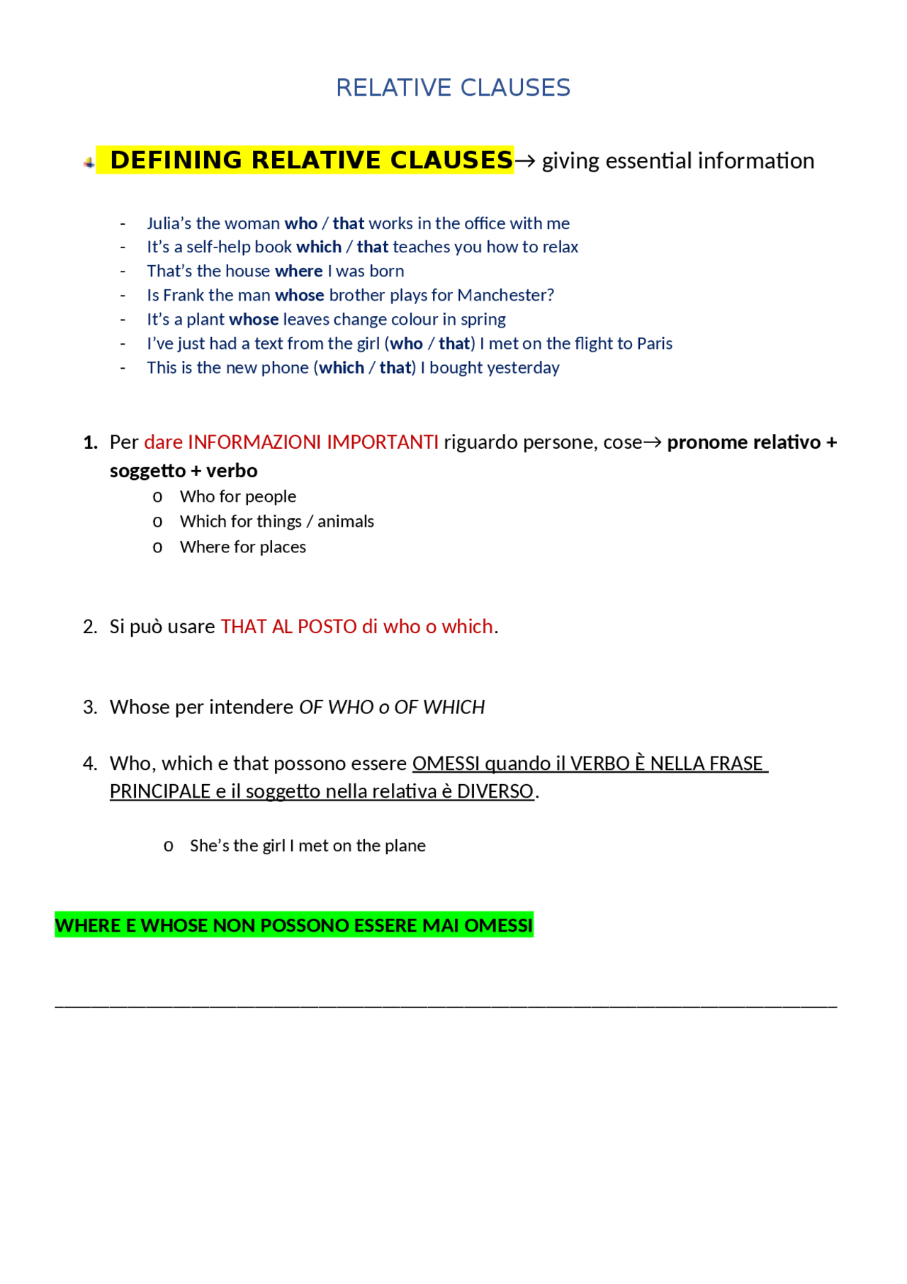 Relative Clauses Regole Docsity