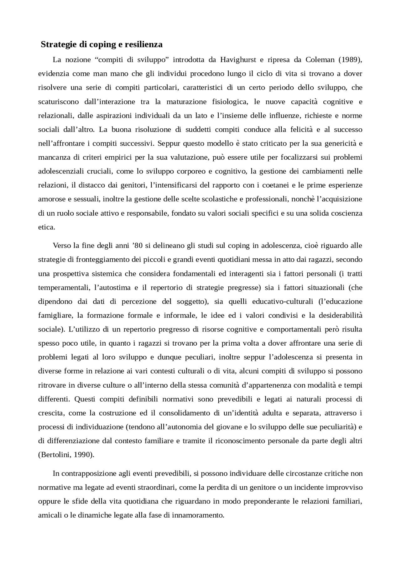 Strategie Di Coping E Resilienza Appunti Di Psicologia Generale Docsity