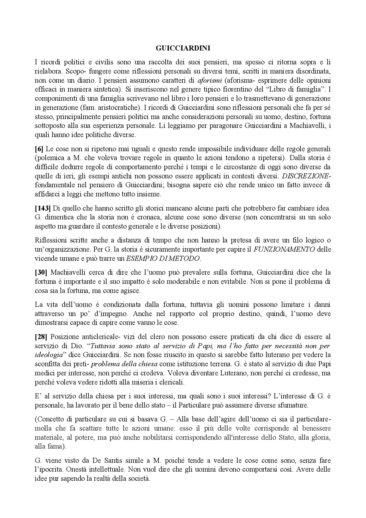 Guicciardini Ricordi Docsity