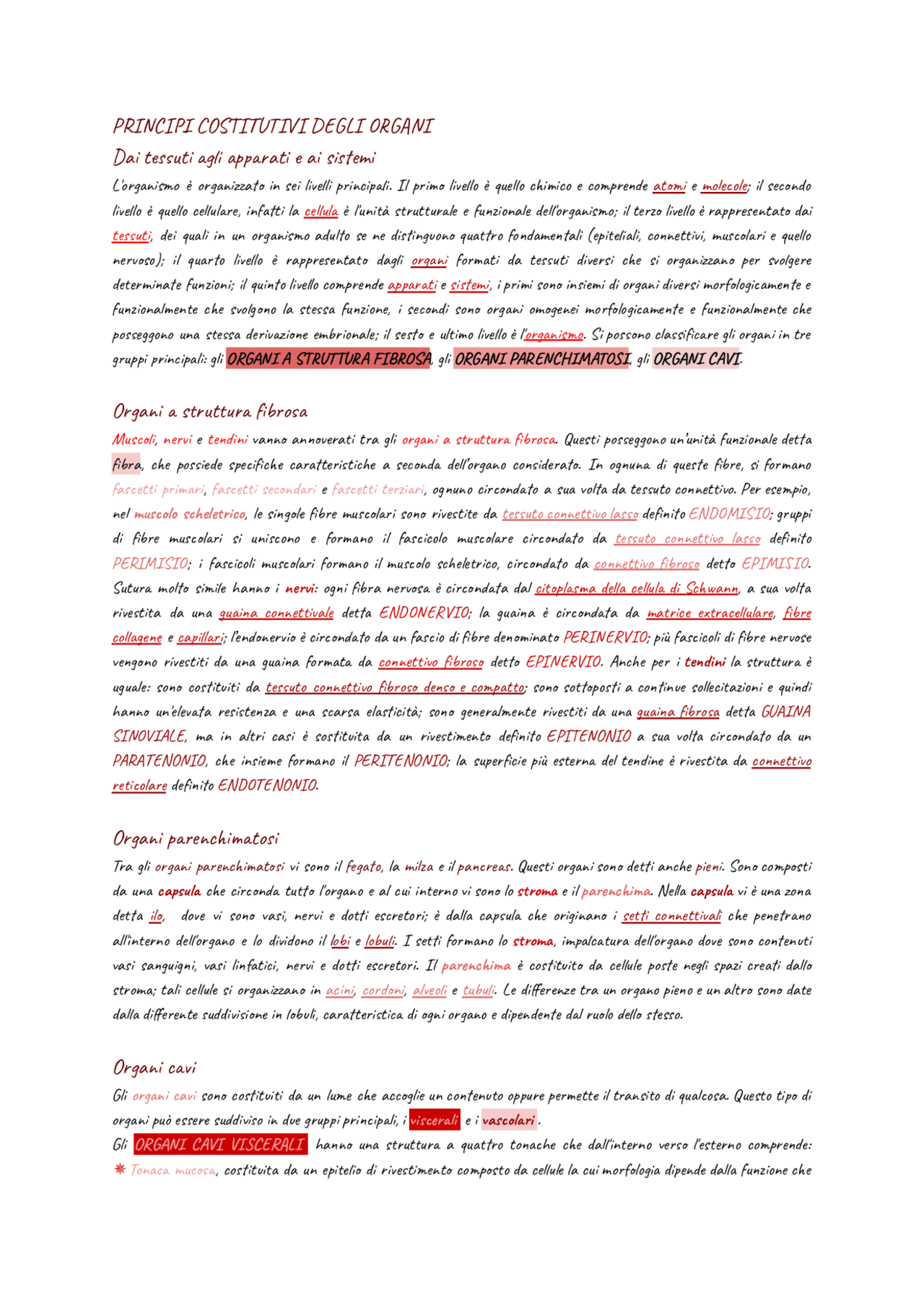Principi Costitutivi Degli Organi Docsity