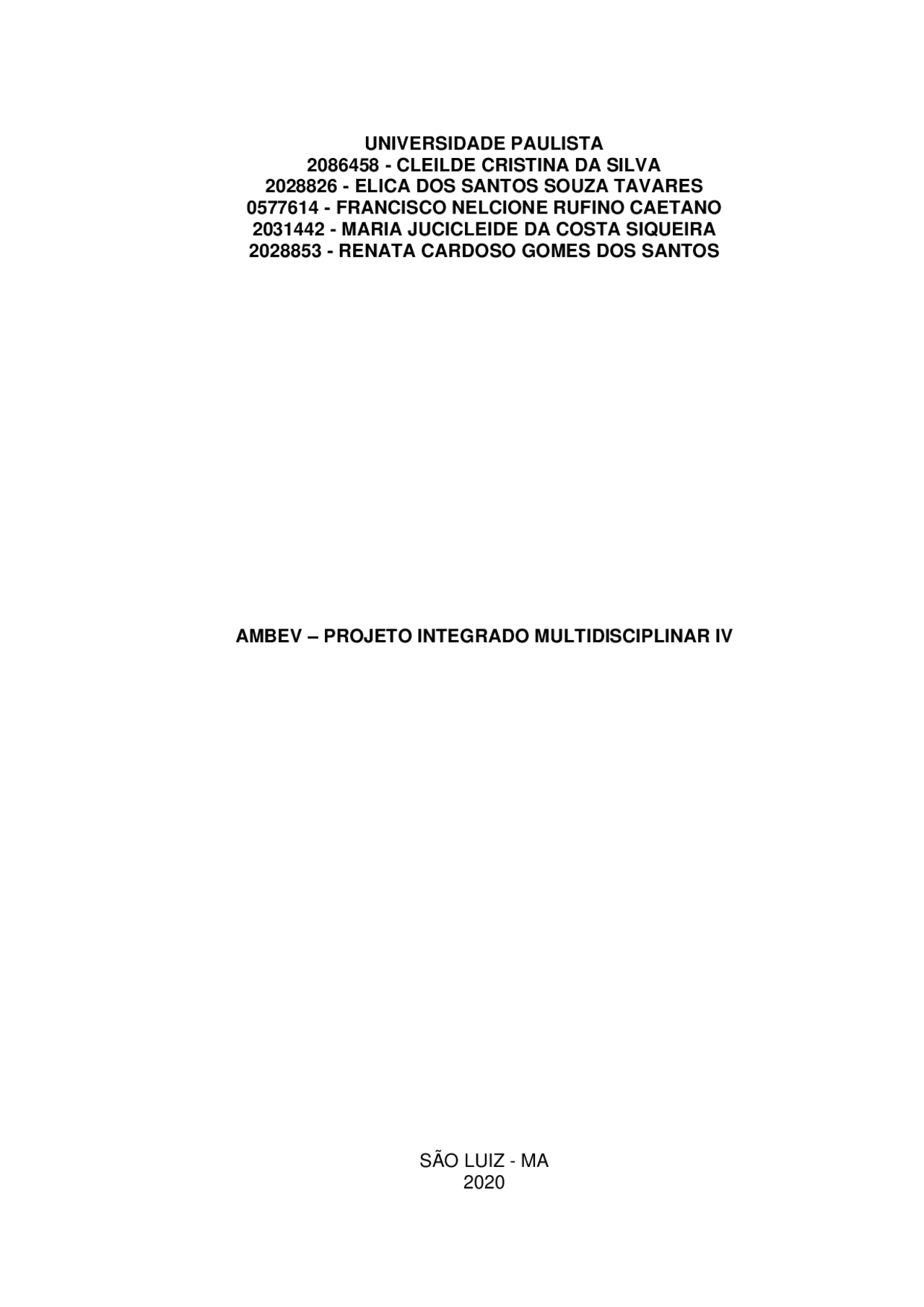 Projeto Integrado Multidisciplicar 4 Docsity