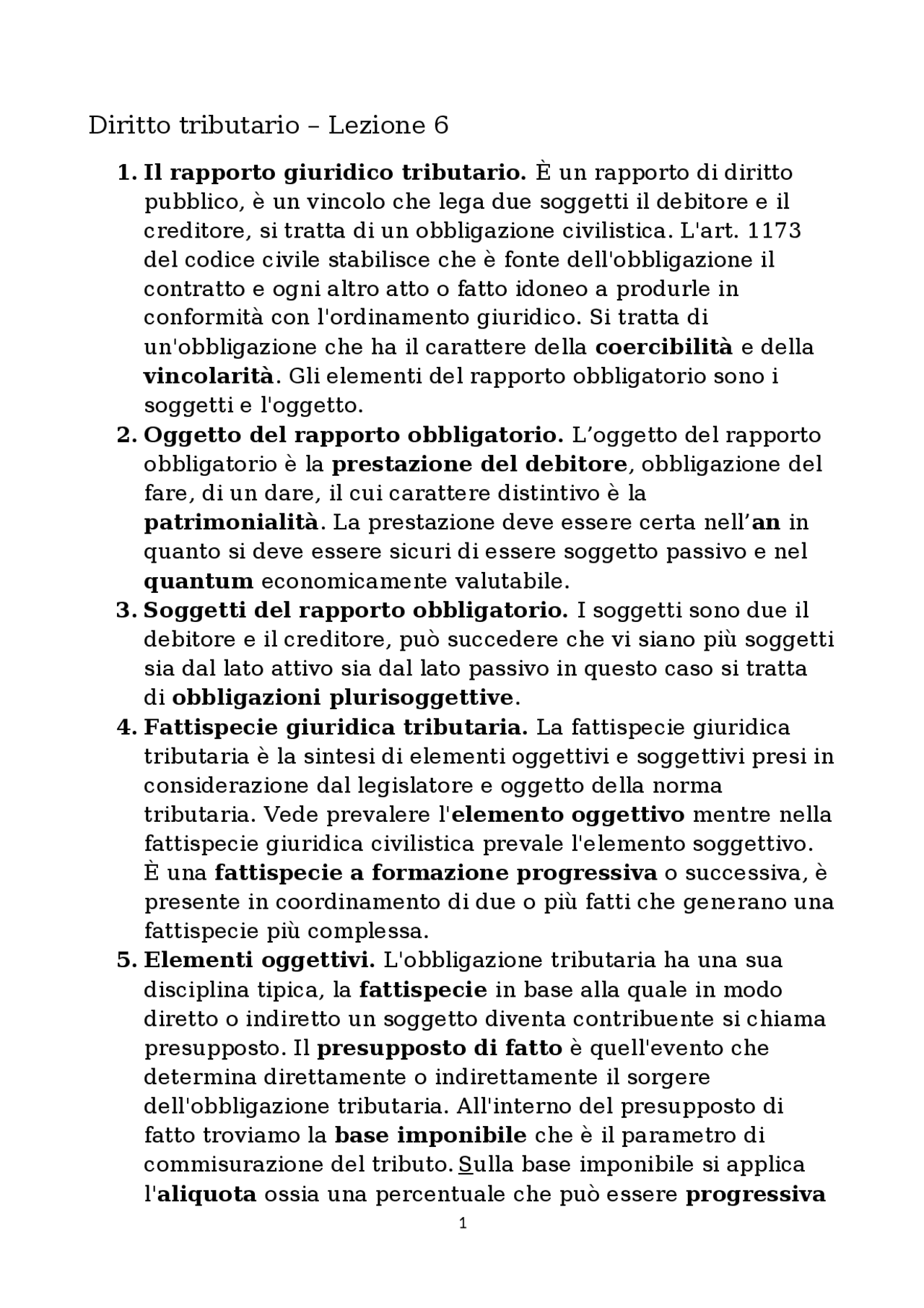 Lezione 6 Diritto Tributario Docsity