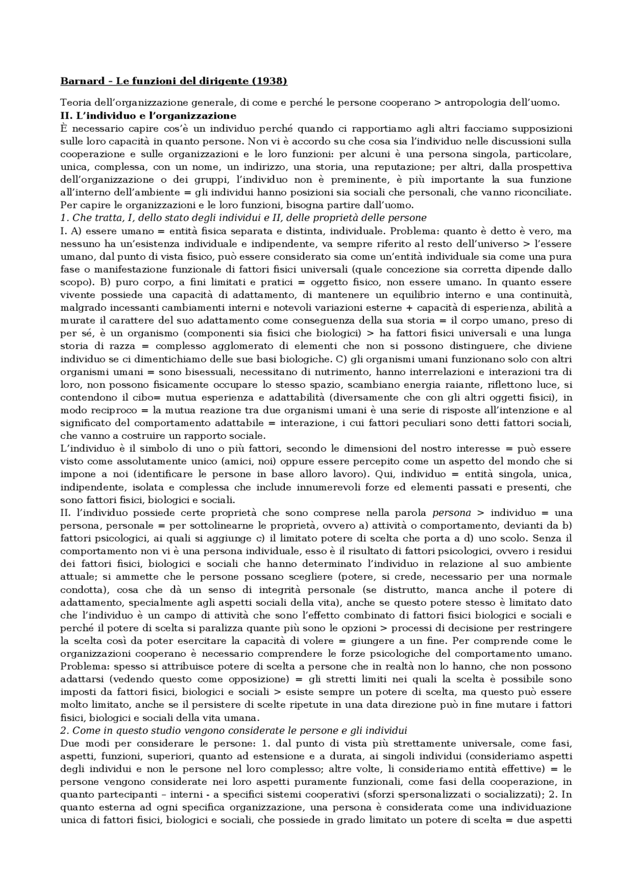Barnard Le Funzioni Del Dirigente Docsity