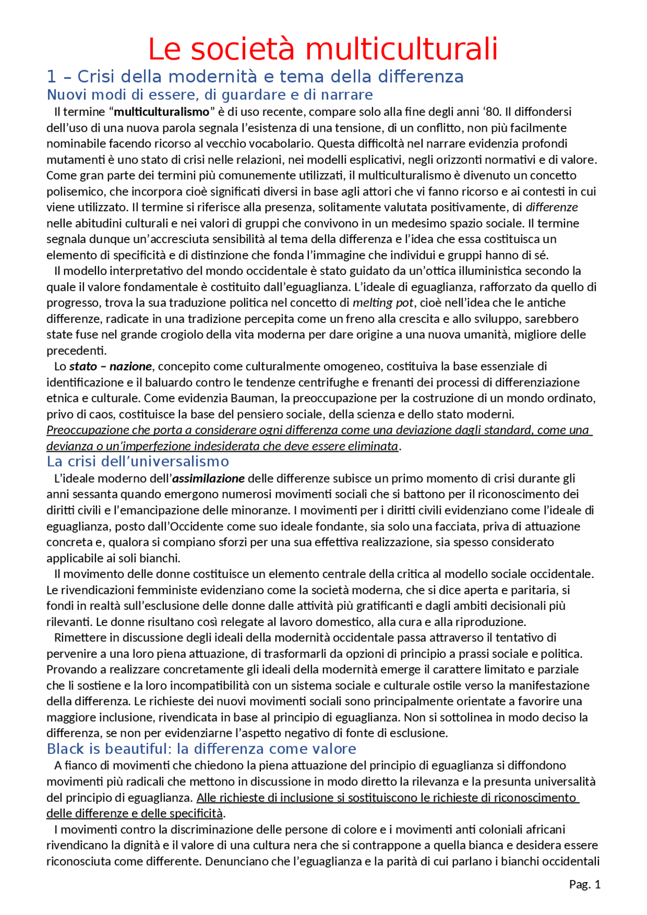 Le Società Multiculturali Docsity