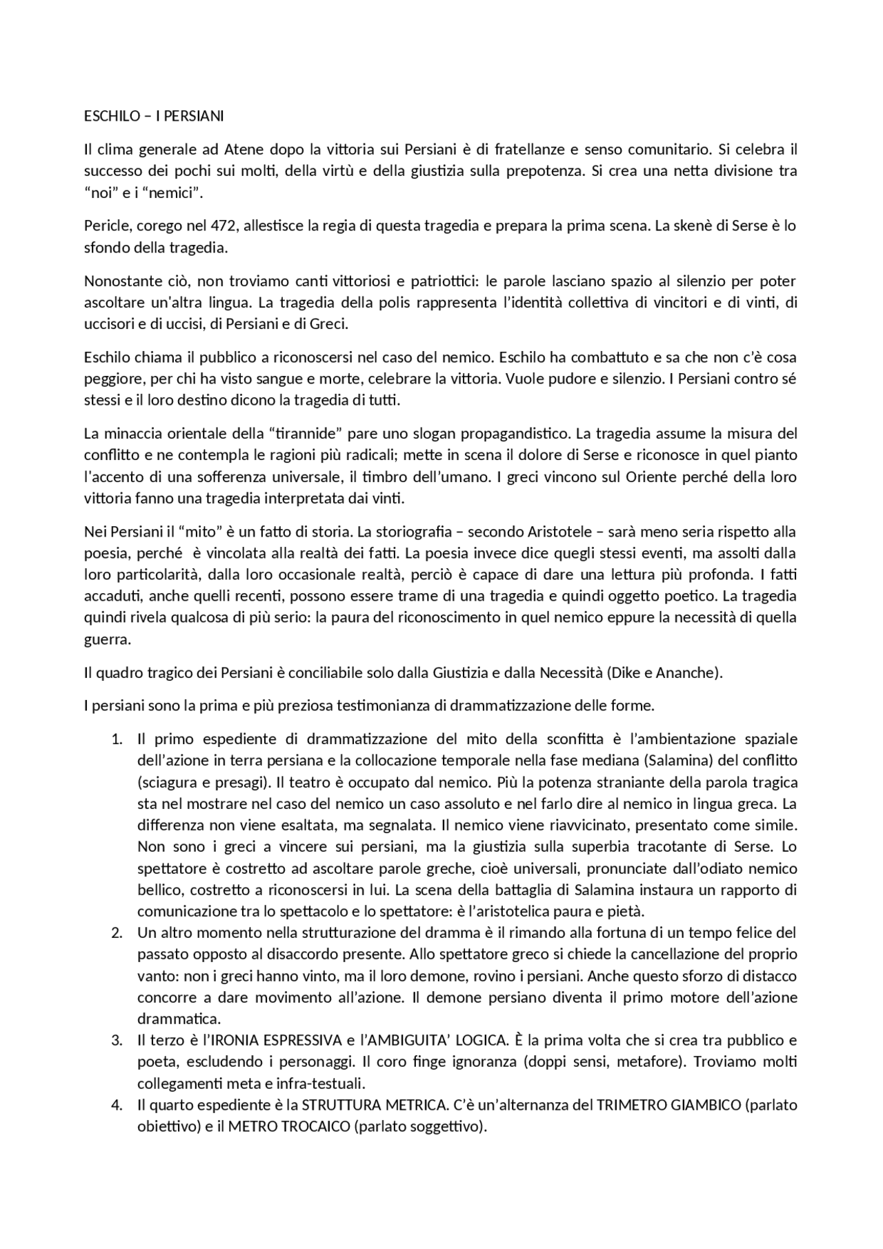 I Persiani - Eschilo | Appunti di Storia del Teatro e dello Spettacolo | Docsity