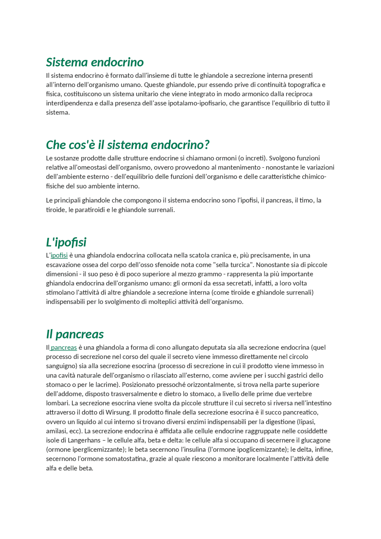 Appunti Sul Sistema Endocrino Appunti Di Scienze Umane Docsity